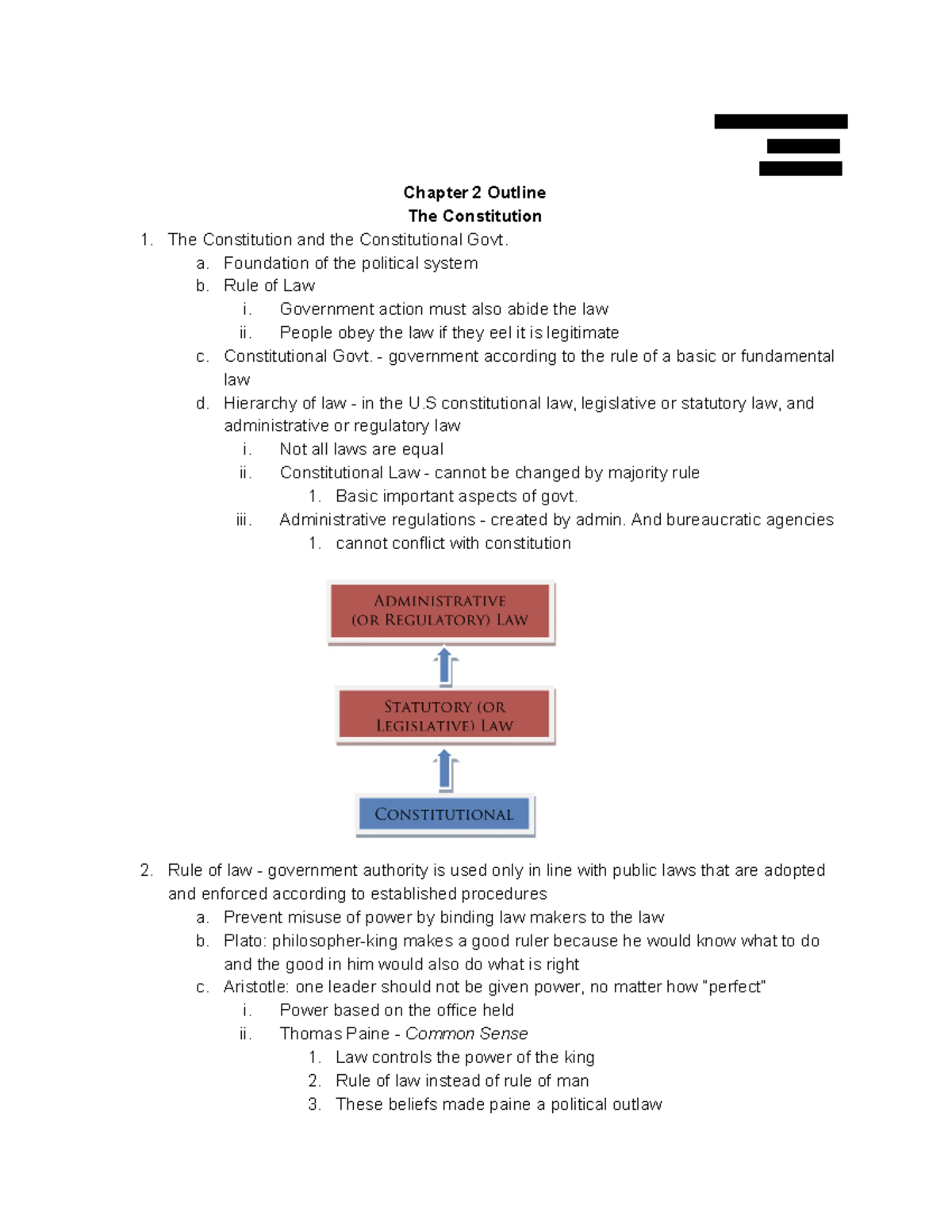 American Government Ch 2 Outline - Kristen Scheidt 10/17/18 PoliSci 1 ...
