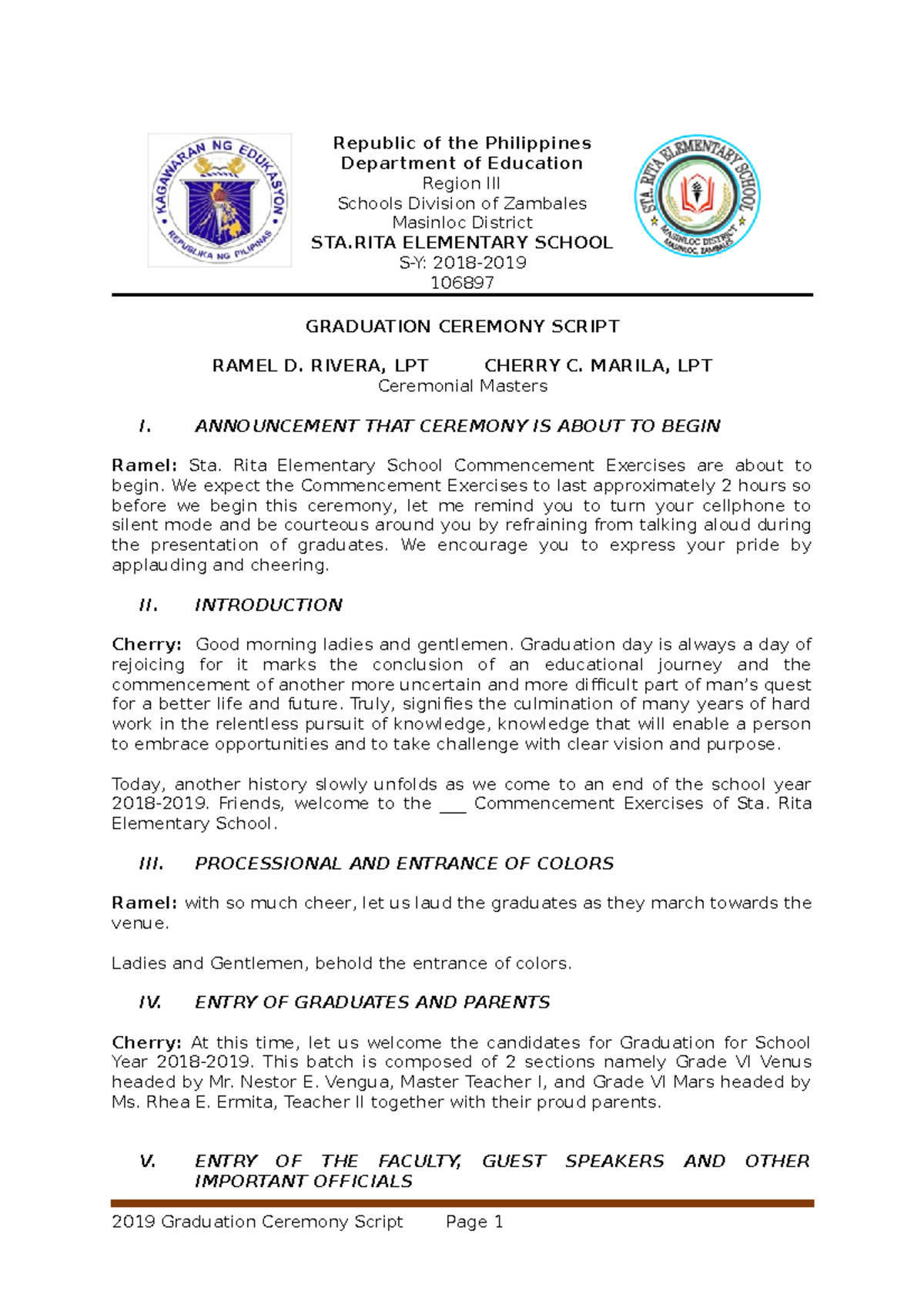 Official Master OF Ceremony Script - Republic of the Philippines ...