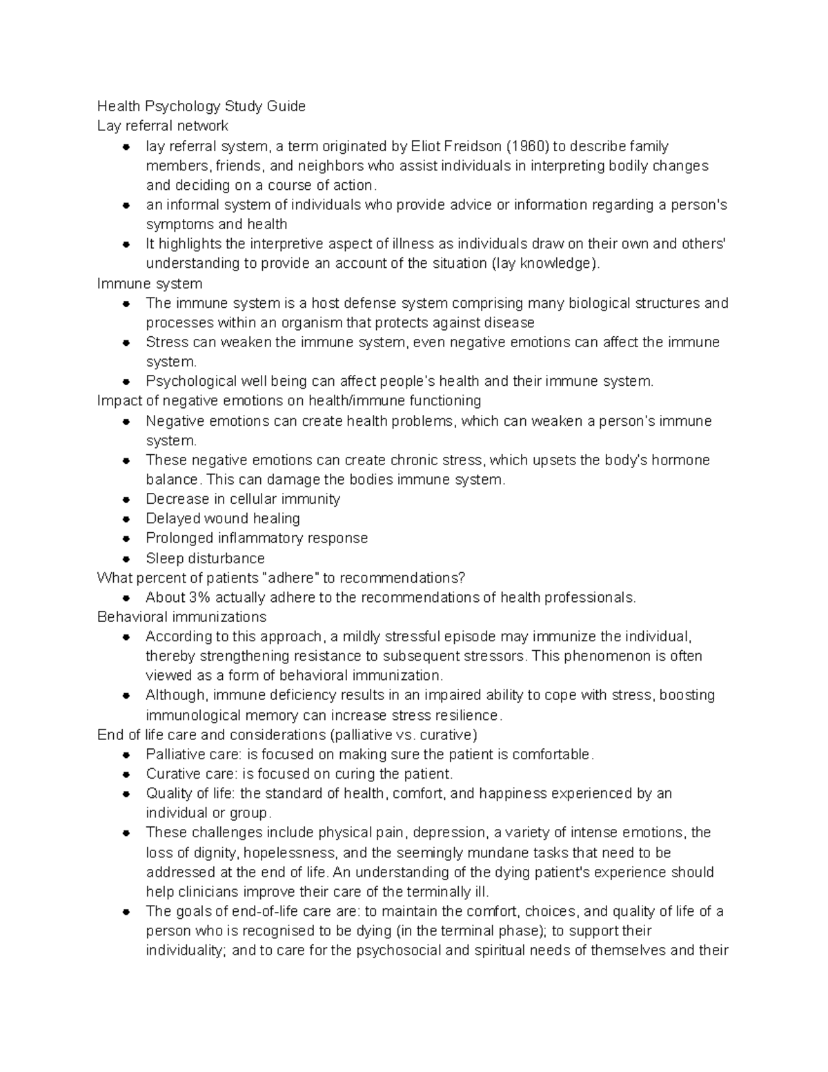 Psych 3326 - Notes - Health Psychology Study Guide Lay referral network ...