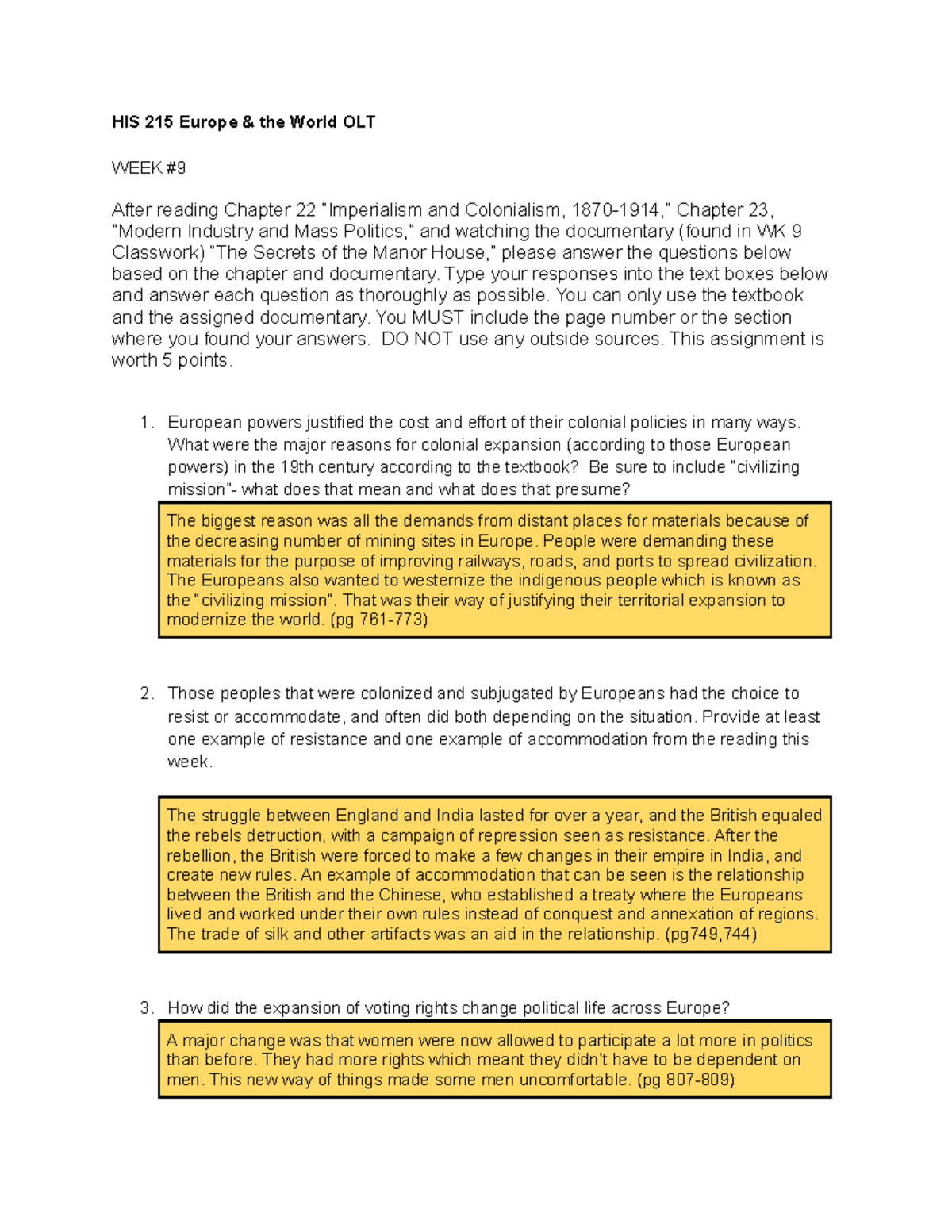 Eliel Pinheiro - HIS 215 OLT FA 22 WK 9 Questions - HIS 215 Europe ...