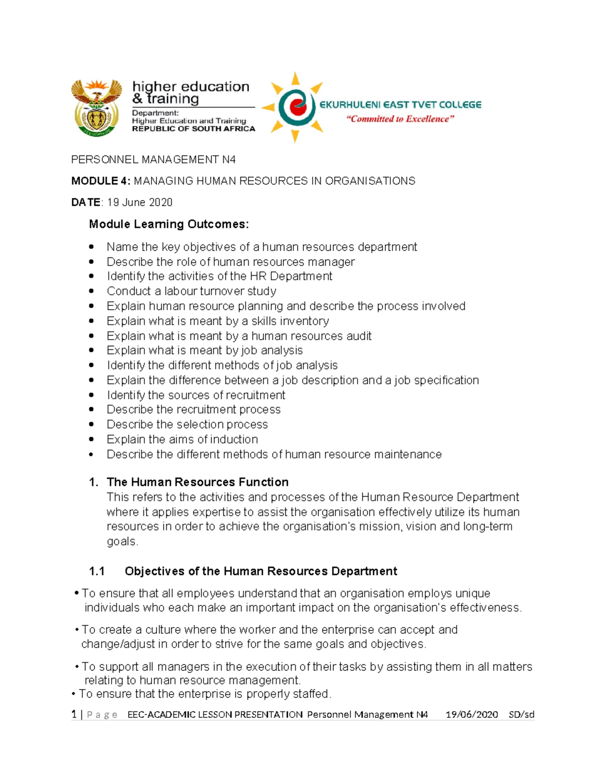Personnel Management N4 Lesson Presentation ON website 1 - PERSONNEL MANAGEMENT N MODULE 4 ...