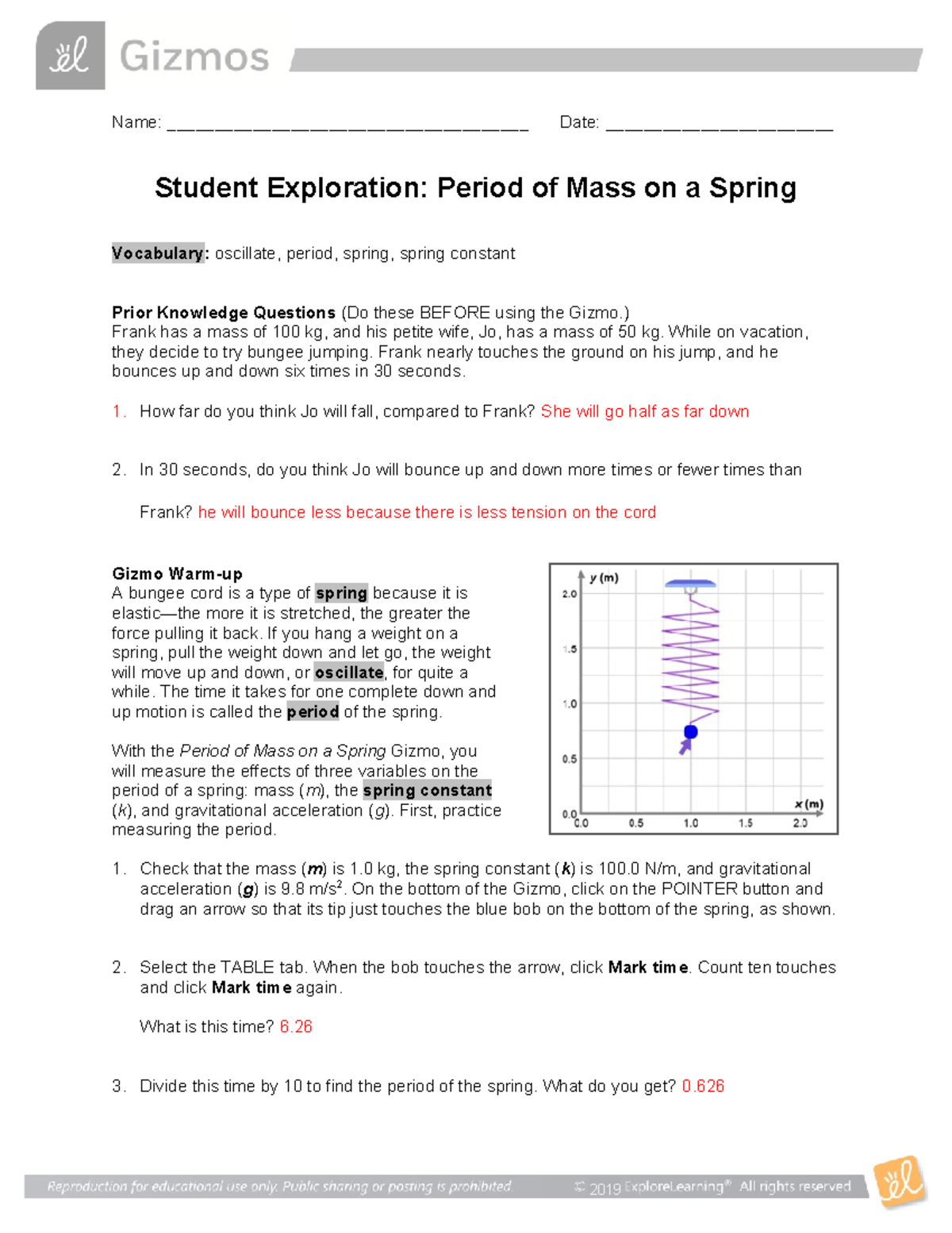 Period of a Mass on a Spring - Name ...