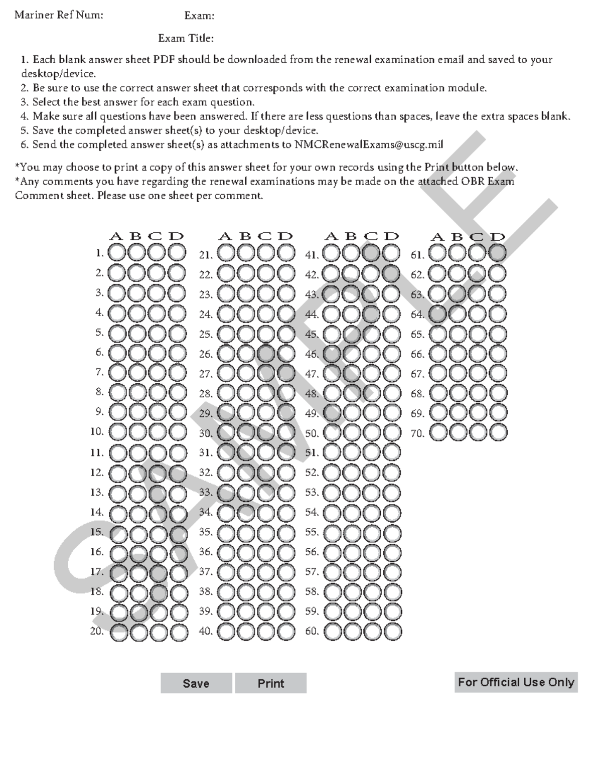 Answer Sheet Sample - About history - - Studocu