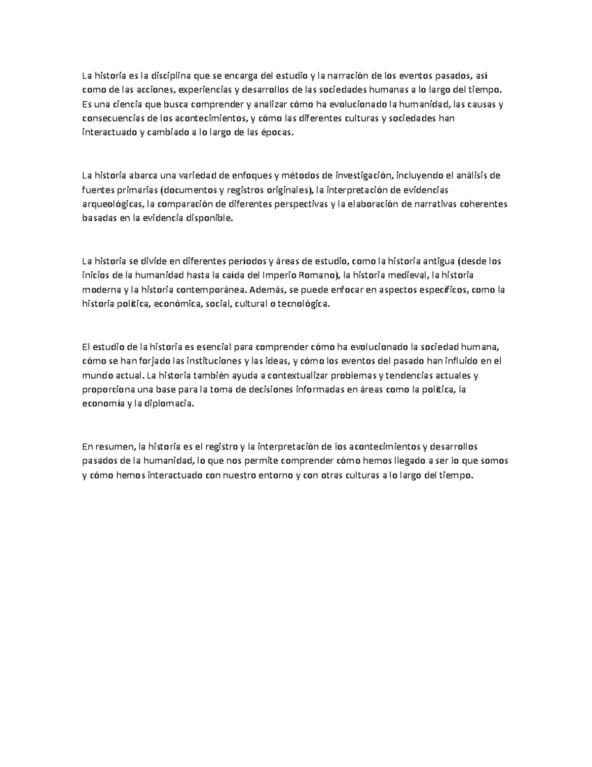 Que es la historia - definición - La historia es la disciplina que se ...