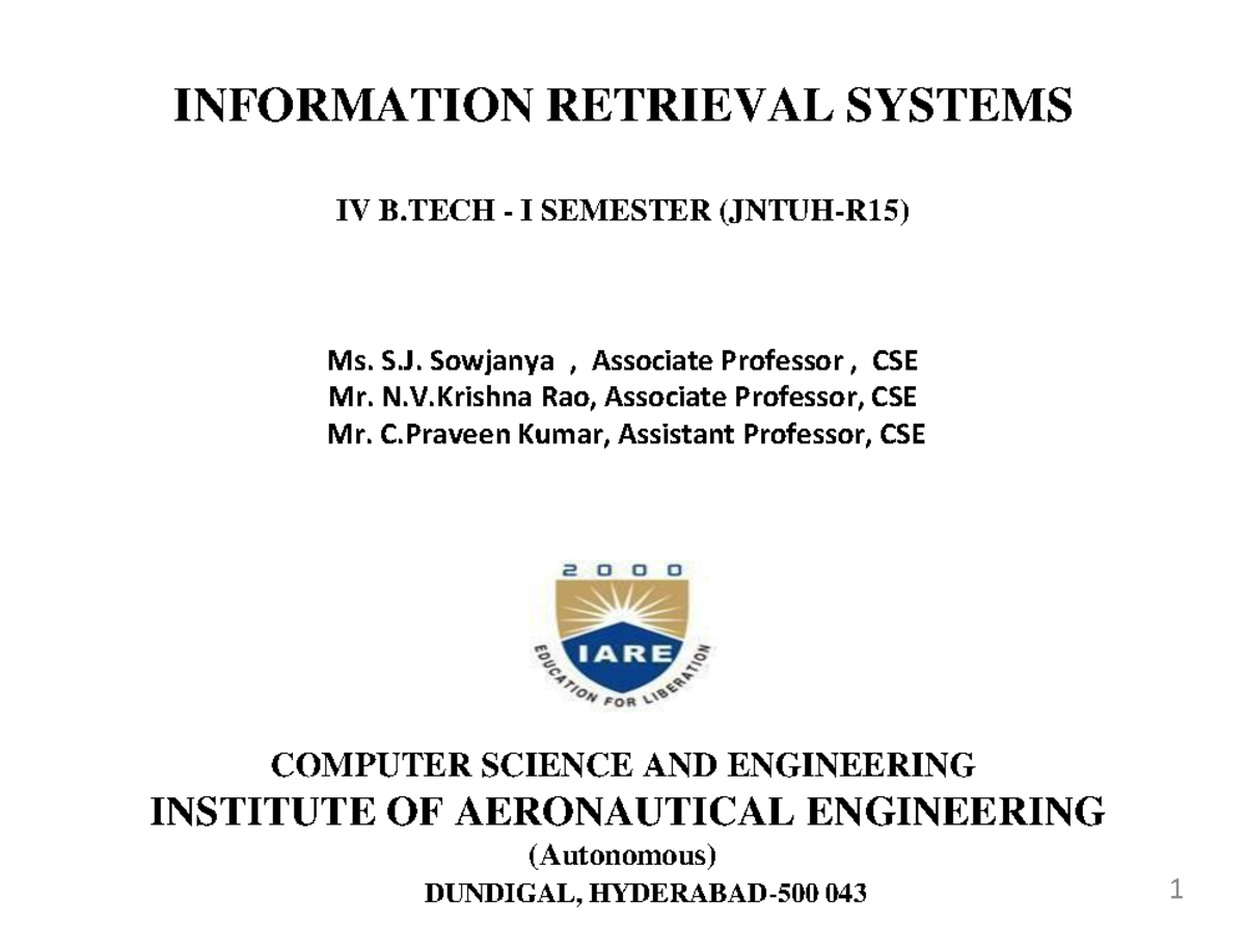 IRS PPTs - please give as much additional information as possible monika - INFORMATION RETRIEVAL ...