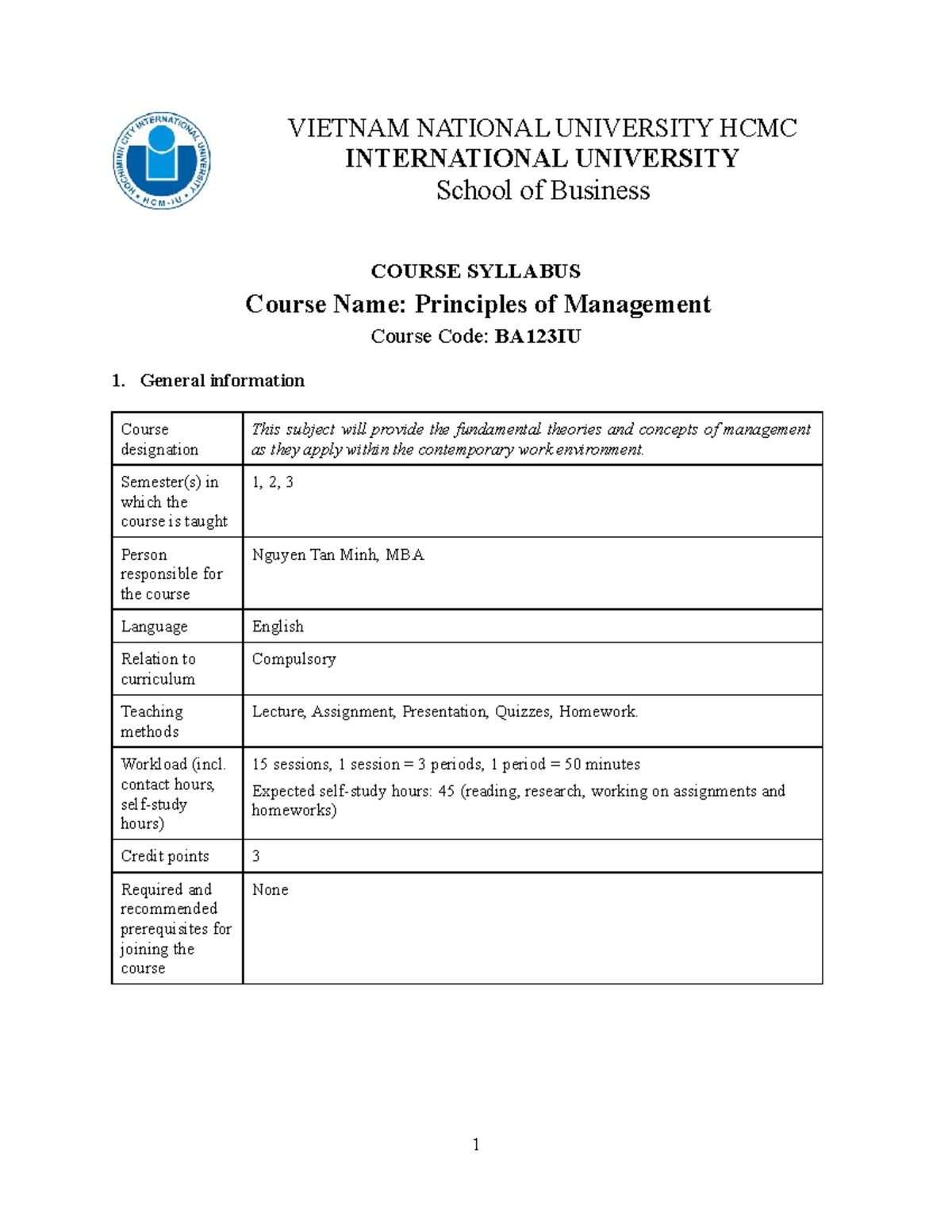 Course Syllabus - zfsdf - VIETNAM NATIONAL UNIVERSITY HCMC INTERNATIONAL UNIVERSITY School of ...