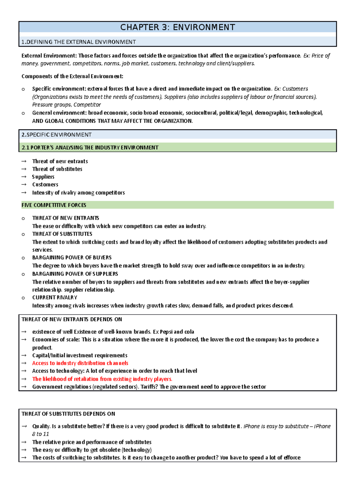 Chapter 3 the environment - CHAPTER 3: ENVIRONMENT 1 THE EXTERNAL ENVIRONMENT External ...