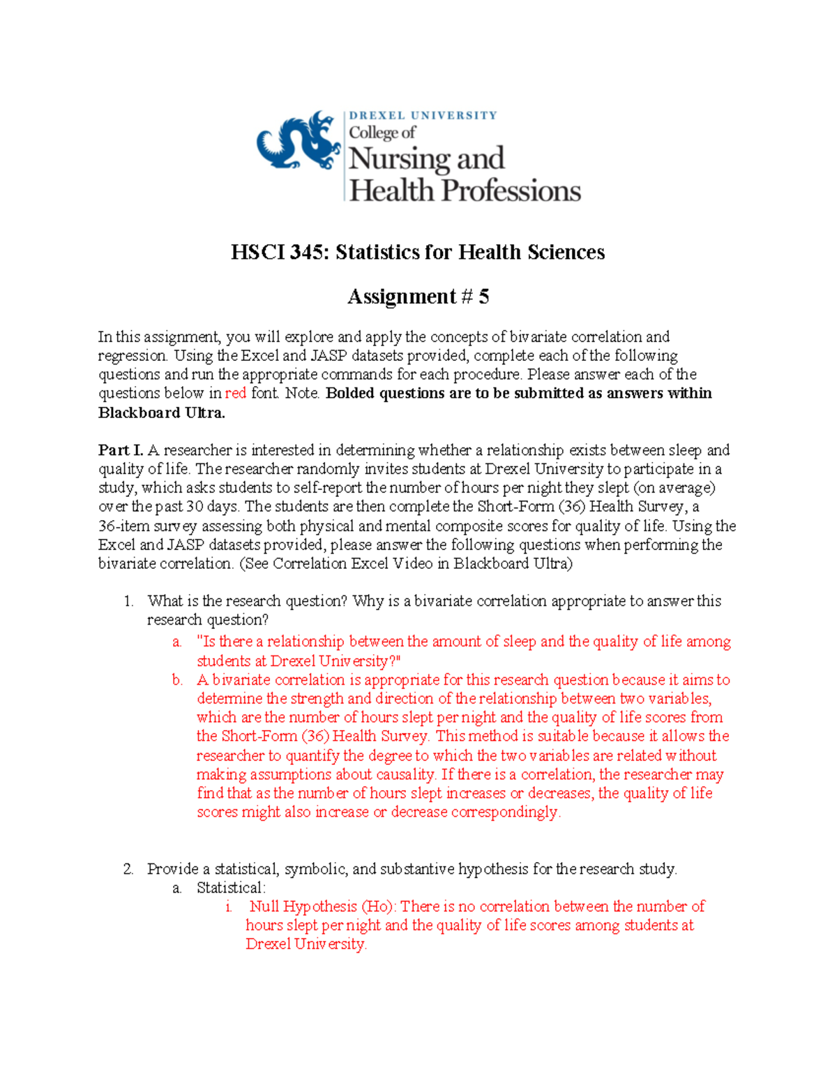 Sts 345 assignment 5 - hw 5 - HSCI 345 : Statistics for Health Sciences Assignment # 5 In this ...