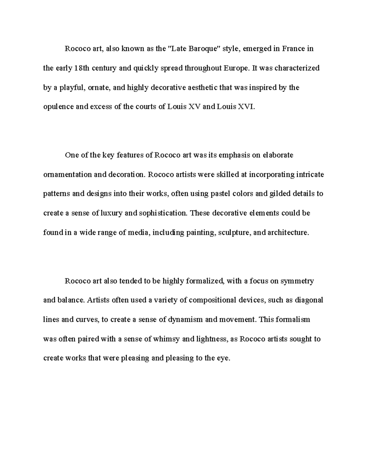 Rococo Art - lecture notes - Rococo art, also known as the "Late ...