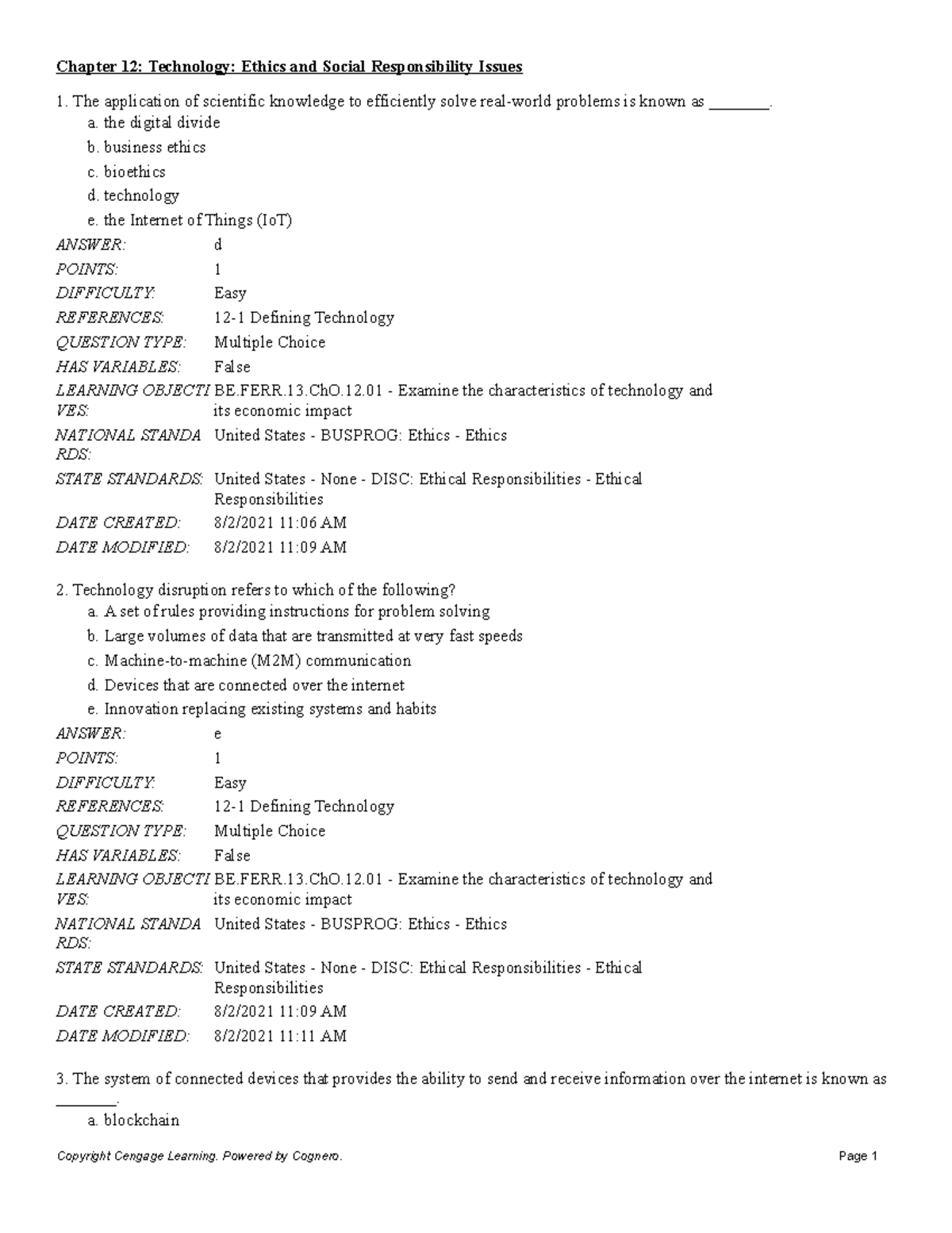 Chapter 12 Technology Ethics and Social Responsibility Issues - a. the ...