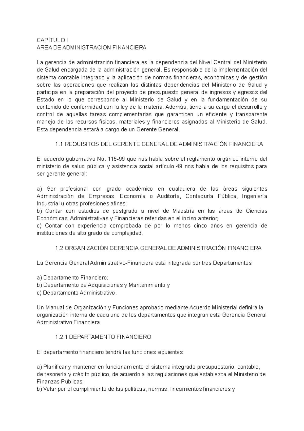 AREA DE Admon Financiera, Sicoindes Y Presupuesto UOE - CAPÍTULO I AREA ...