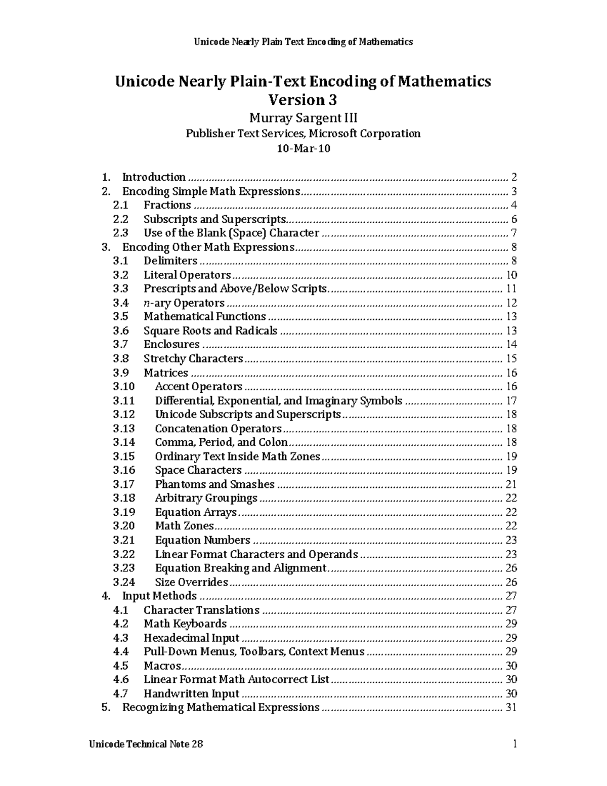 UTN28-Plain Text Math-v3 - Unicode Nearly Plain-Text Encoding of ...