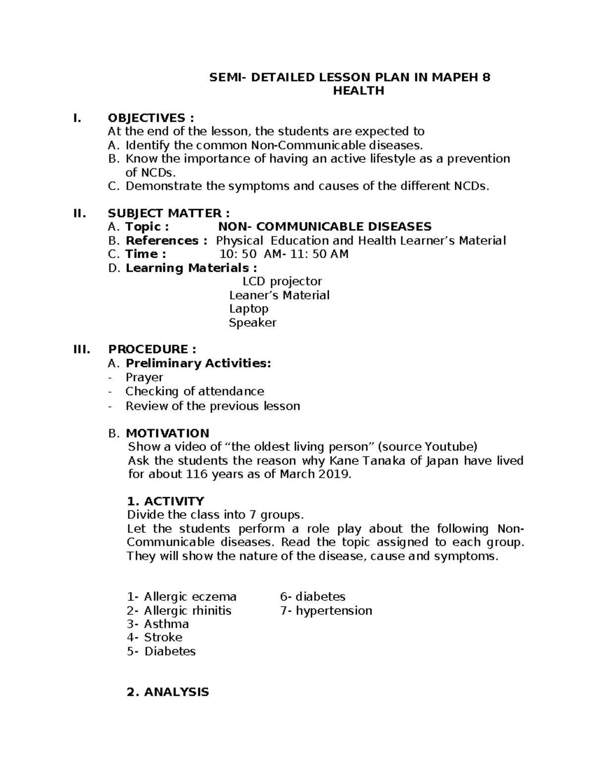 421041280 Mapeh 7 Lesson Plan Health - SEMI- DETAILED LESSON PLAN IN ...