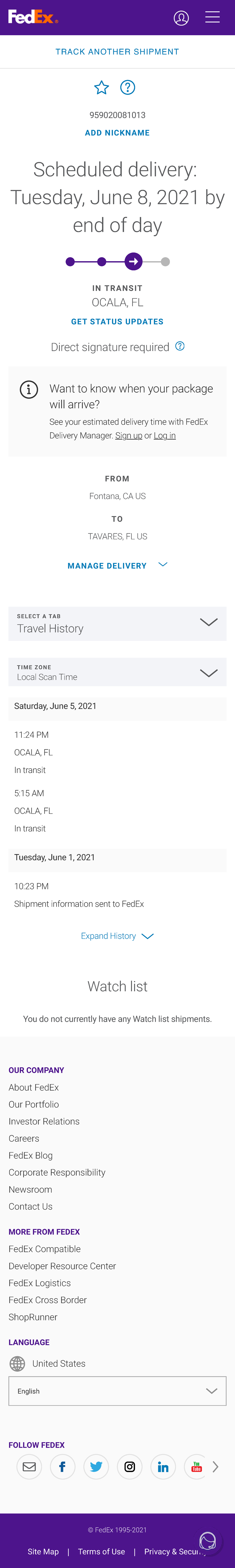 Detailed Tracking - Yes - TRACK ANOTHER SHIPMENT 959020081013 ADD ...
