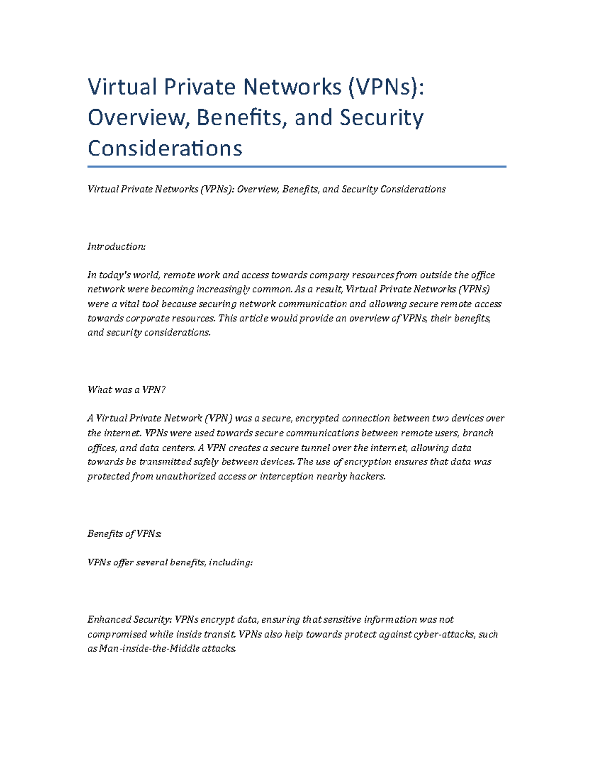 Virtual Private Networks Vpns Overview Benefits And Security Considerations Virtual