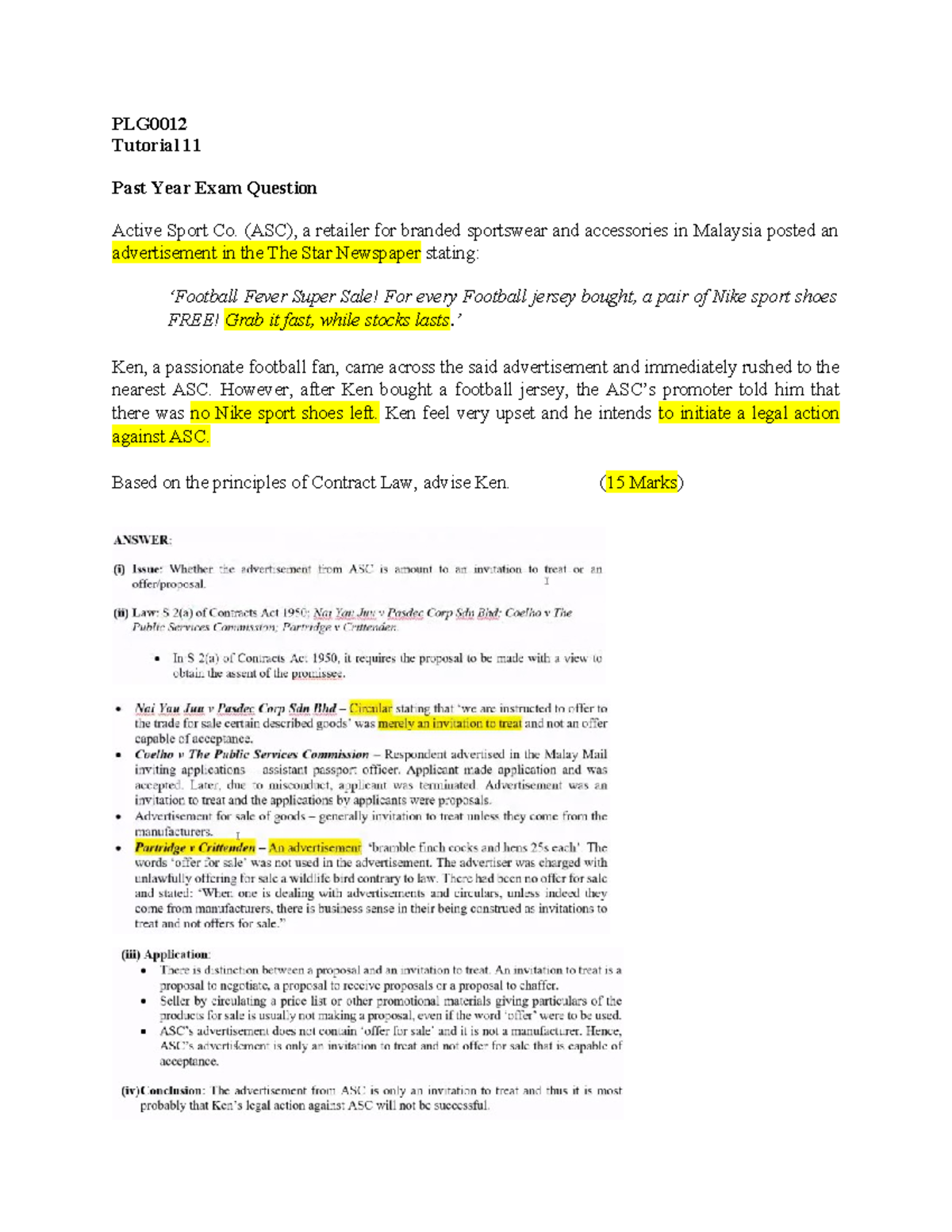 TUT 11 - past year exam Q 1810 - PLG Tutorial 11 Past Year Exam ...