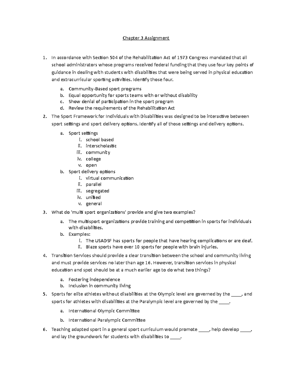 Chapter 3 Assignment- Special Pops - Chapter 3 Assignment In accordance with Section 504 of the ...