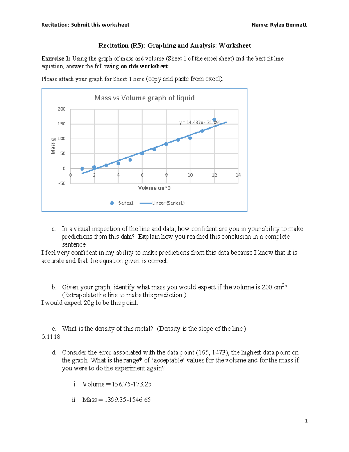 Worksheet Recitation 5 v2 - Recitation: Submit this worksheet Name ...