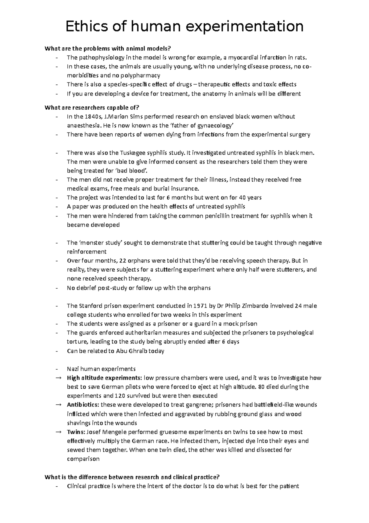 Ethics of human experimentation - In these cases, the animals are ...