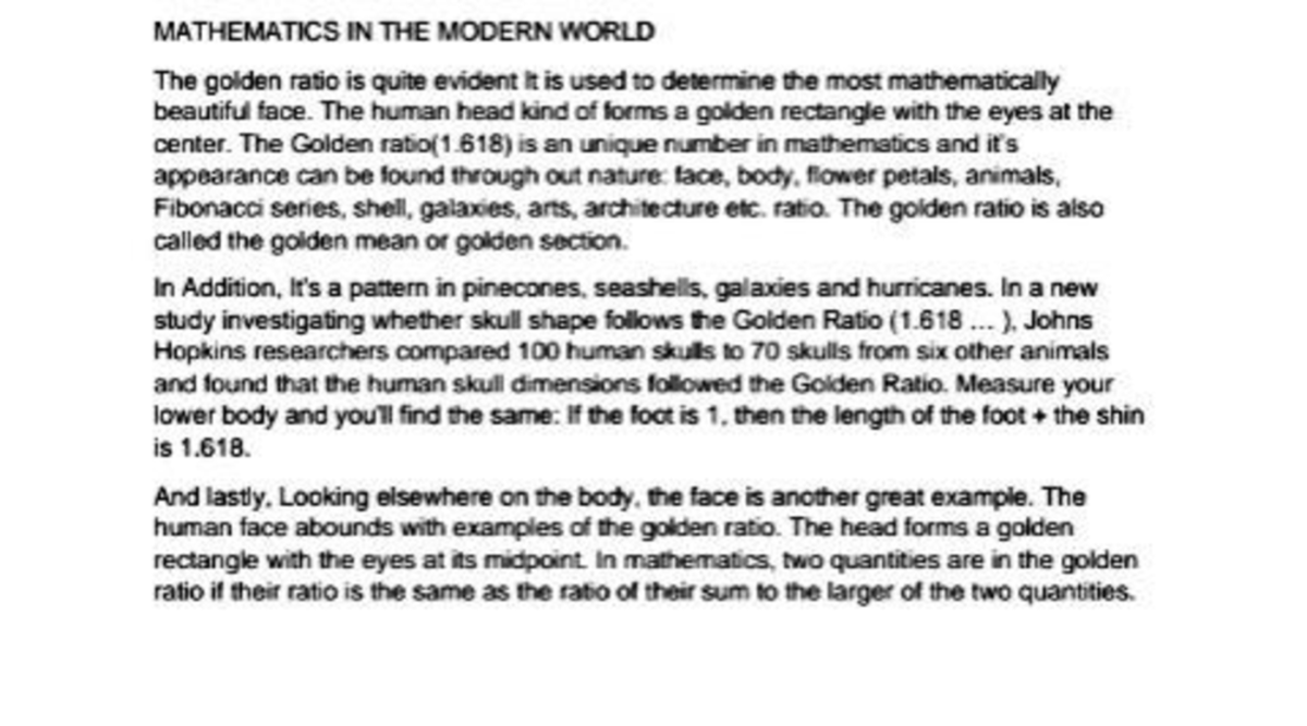 MATH Modern World - Essay - Math in the Modern World - Studocu