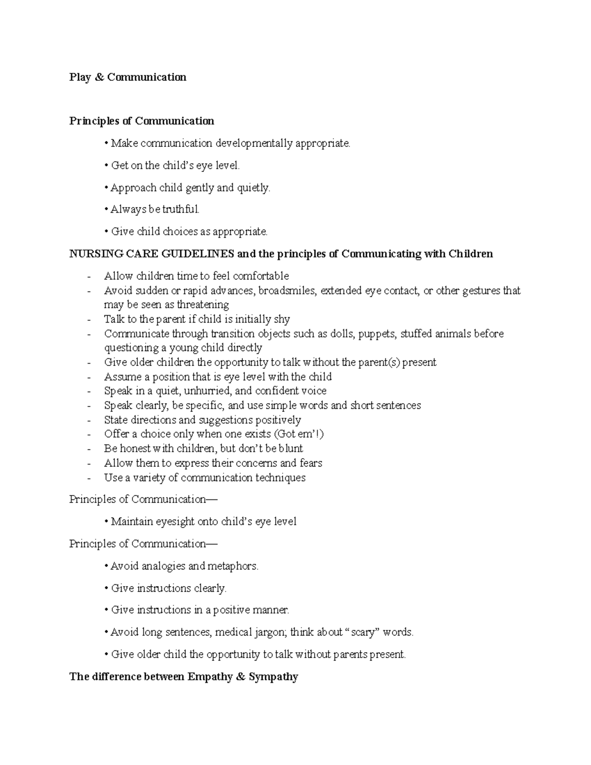 Play Communication PEDI - Play & Communication Principles of ...