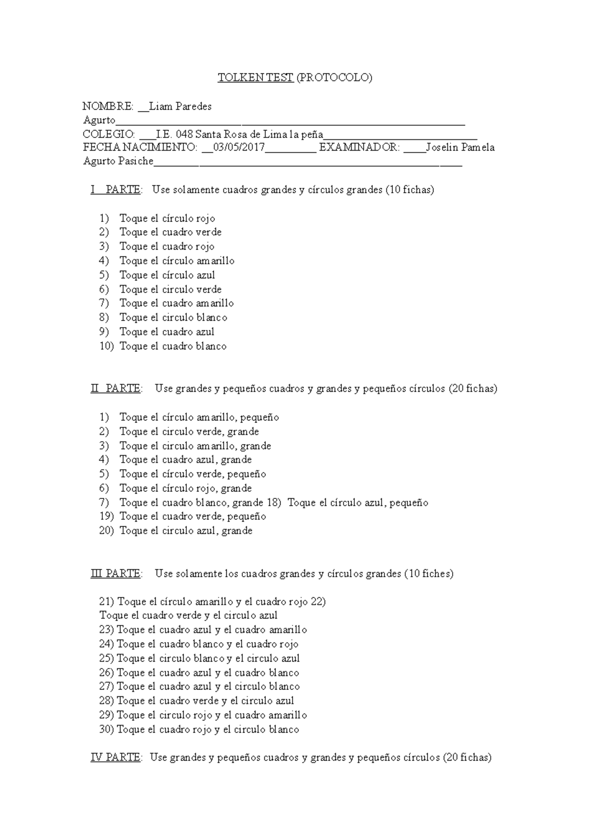 TEST DE Token - m,nlh, - TOLKEN TEST (PROTOCOLO) NOMBRE: Liam Paredes ...