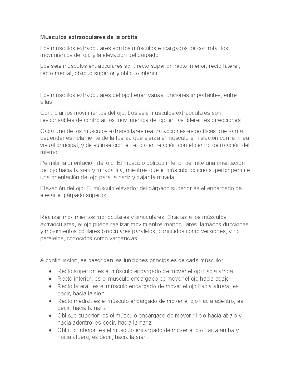 Musculos extraoculares de la orbita - Permitir la orientación del ojo ...