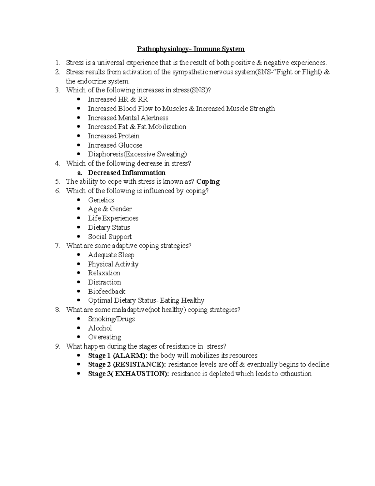 Pathophysiology- Immune System - Pathophysiology- Immune System Stress ...