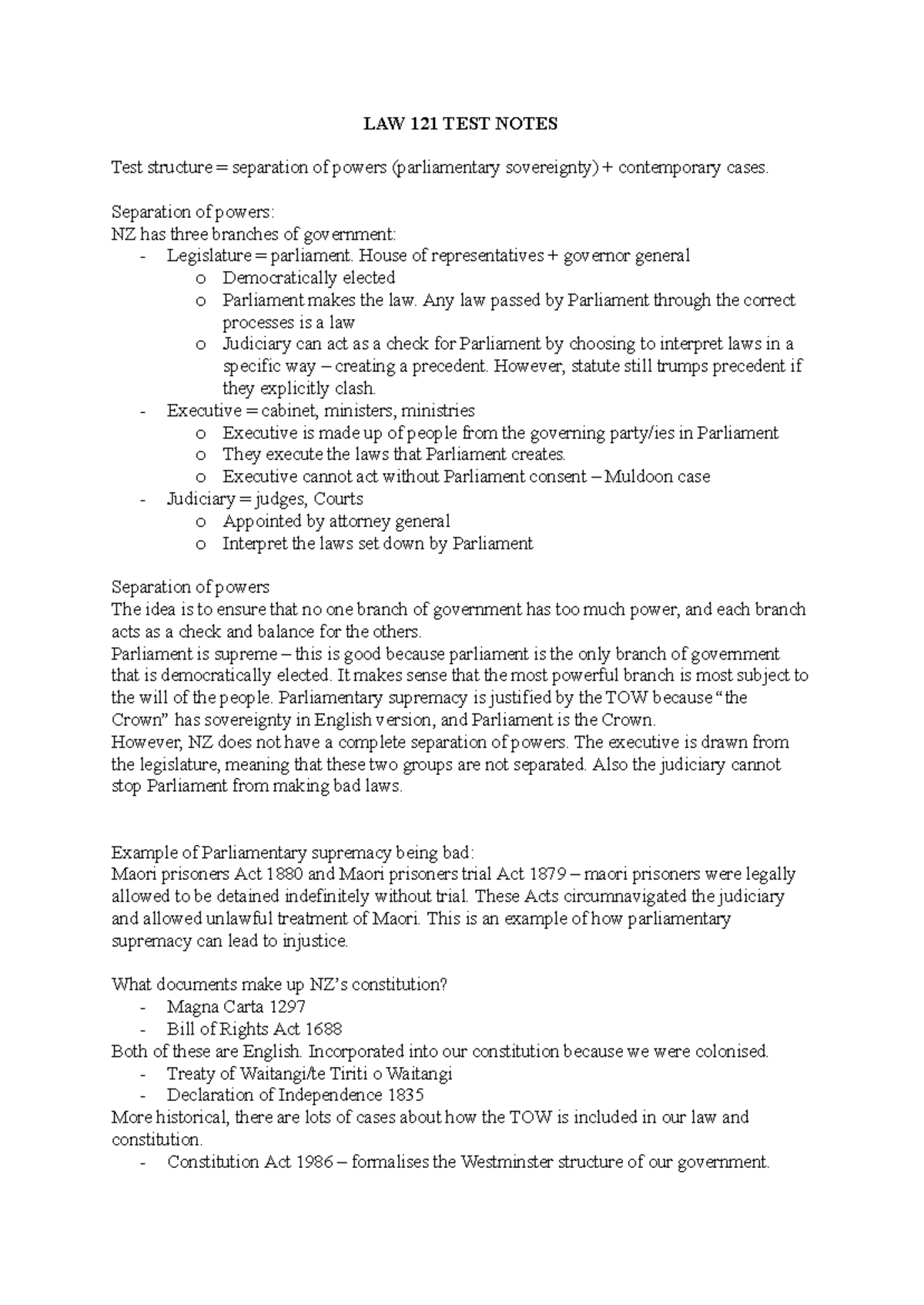 LAW 121 TEST Notes - 2024 - LAW 121 TEST NOTES Test structure ...