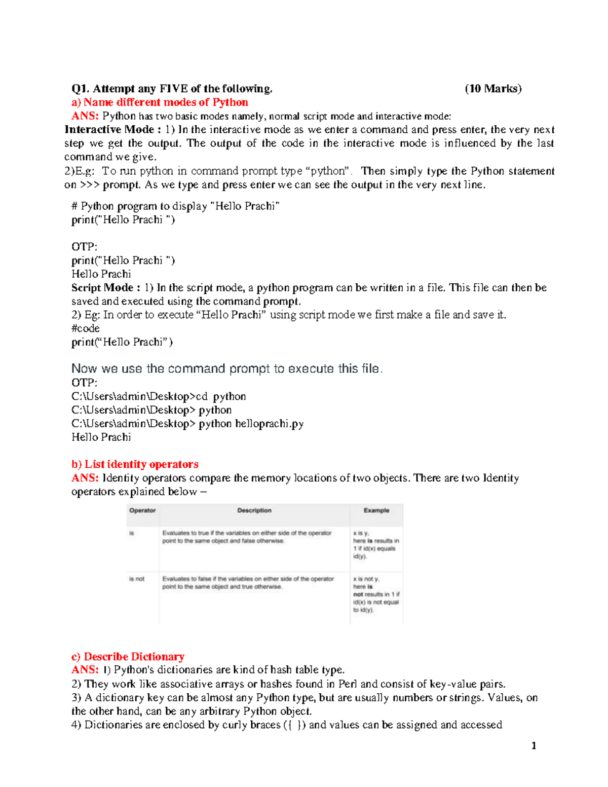 Python ANS-pages-deleted - Q1. Attempt any FIVE of the following. (10 Marks) a) Name different ...
