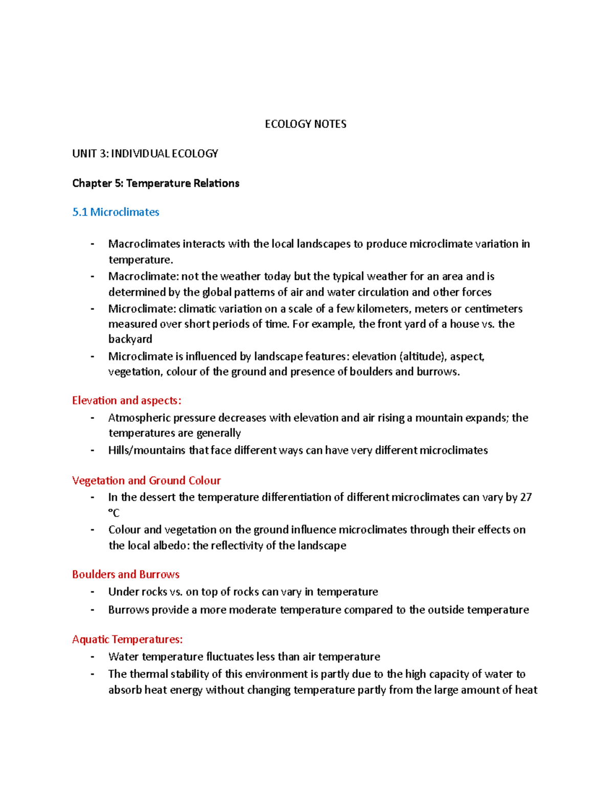 Ecology Notes - BIOL 2060 - U of G - Studocu