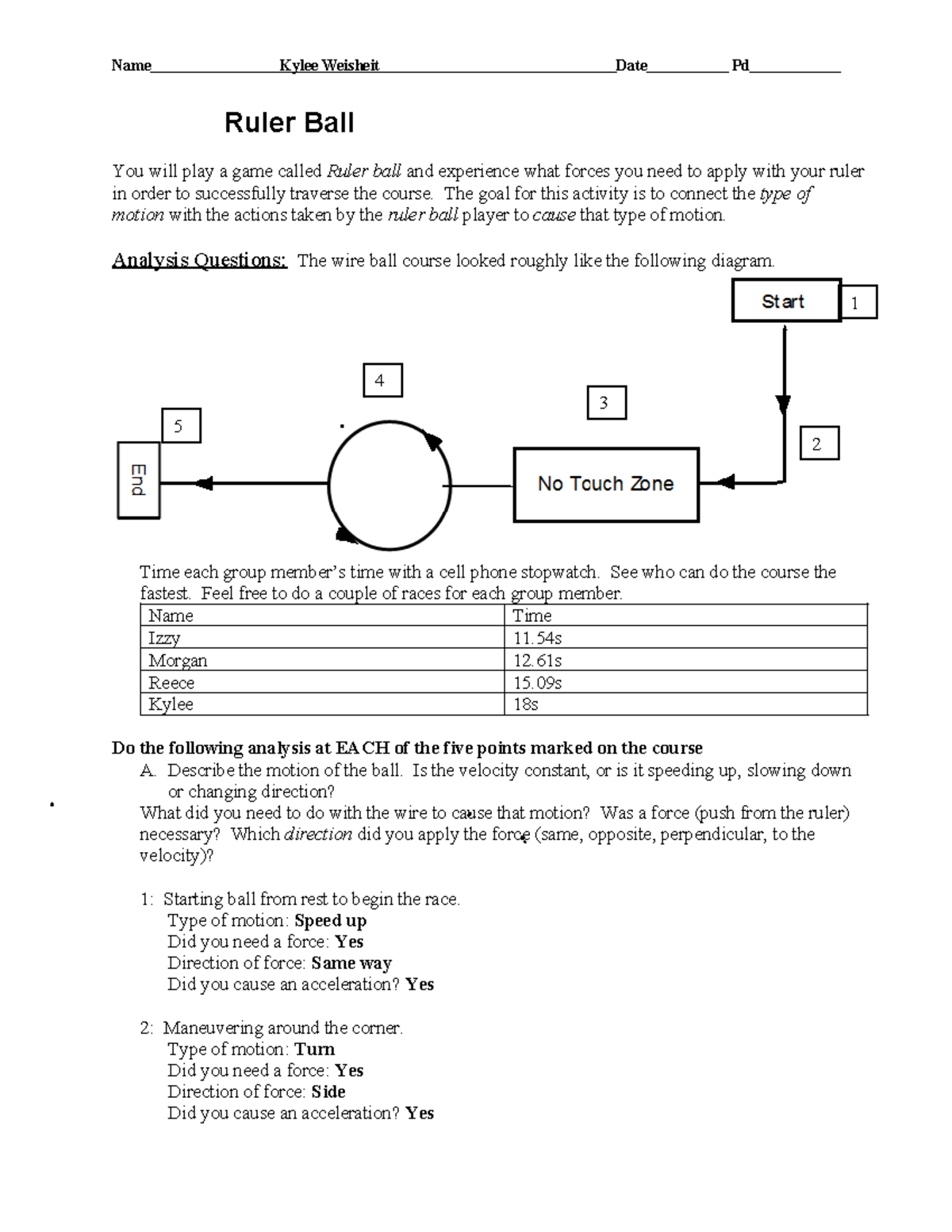 Activity 1.11 - Ruler Ball - Name Kylee Weisheit Date Pd Ruler Ball You ...