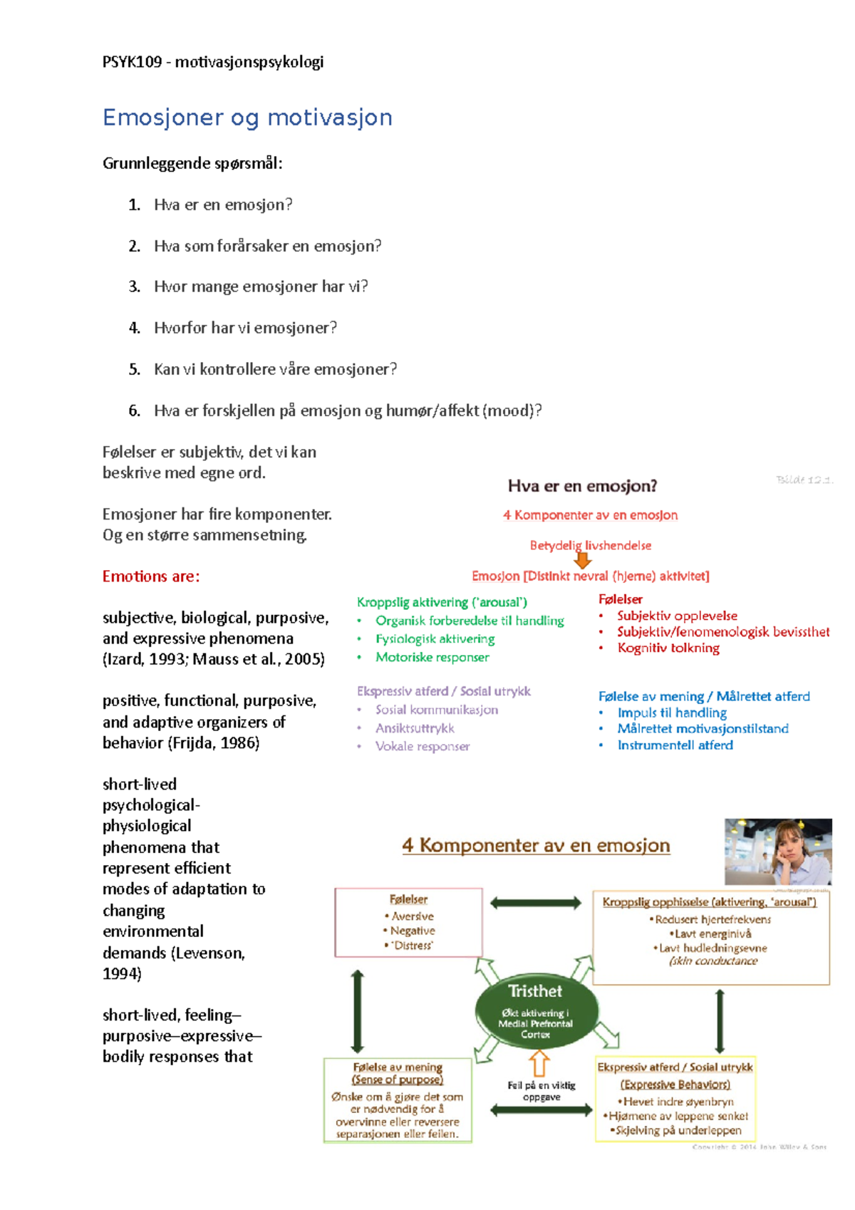 Emosjoner og motivasjon - Emosjoner og motivasjon Grunnleggende ...
