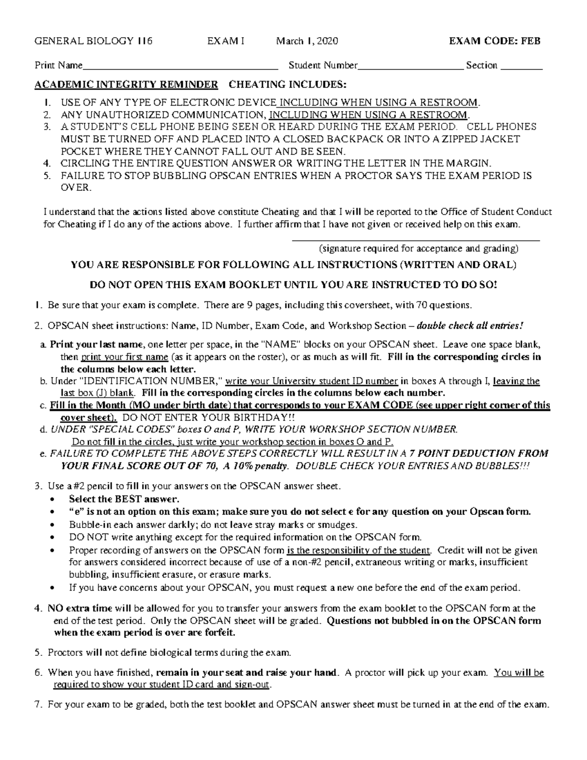 Exam 1 part 2 - second practice exam for exam 1 - GENERAL BIOLOGY 116 ...