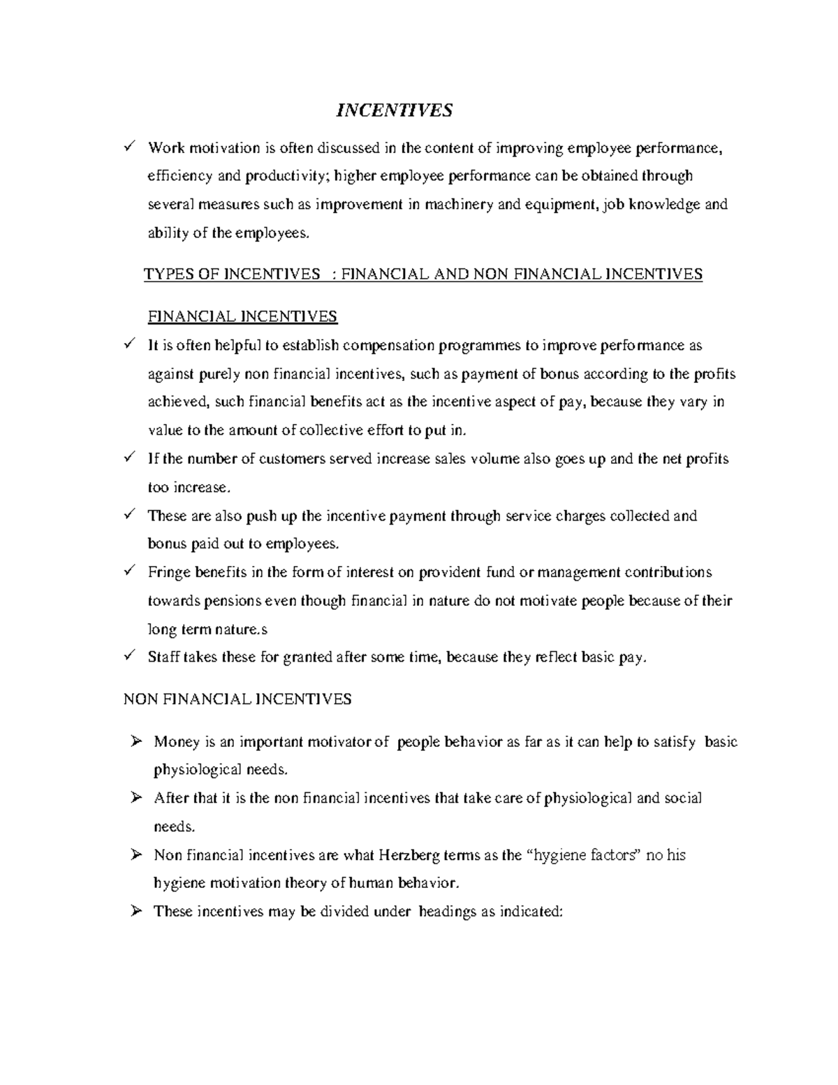 Incentives pdf - This the notes about the FOOD Material Management ...