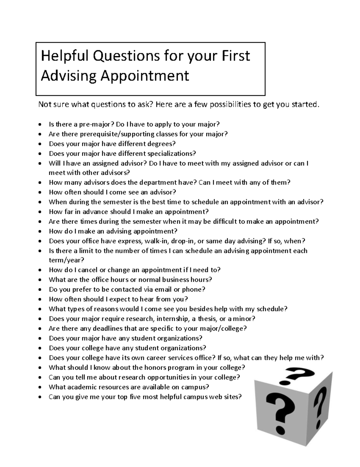 First+Advising+Appointment+Questions - Not sure what questions to ask ...