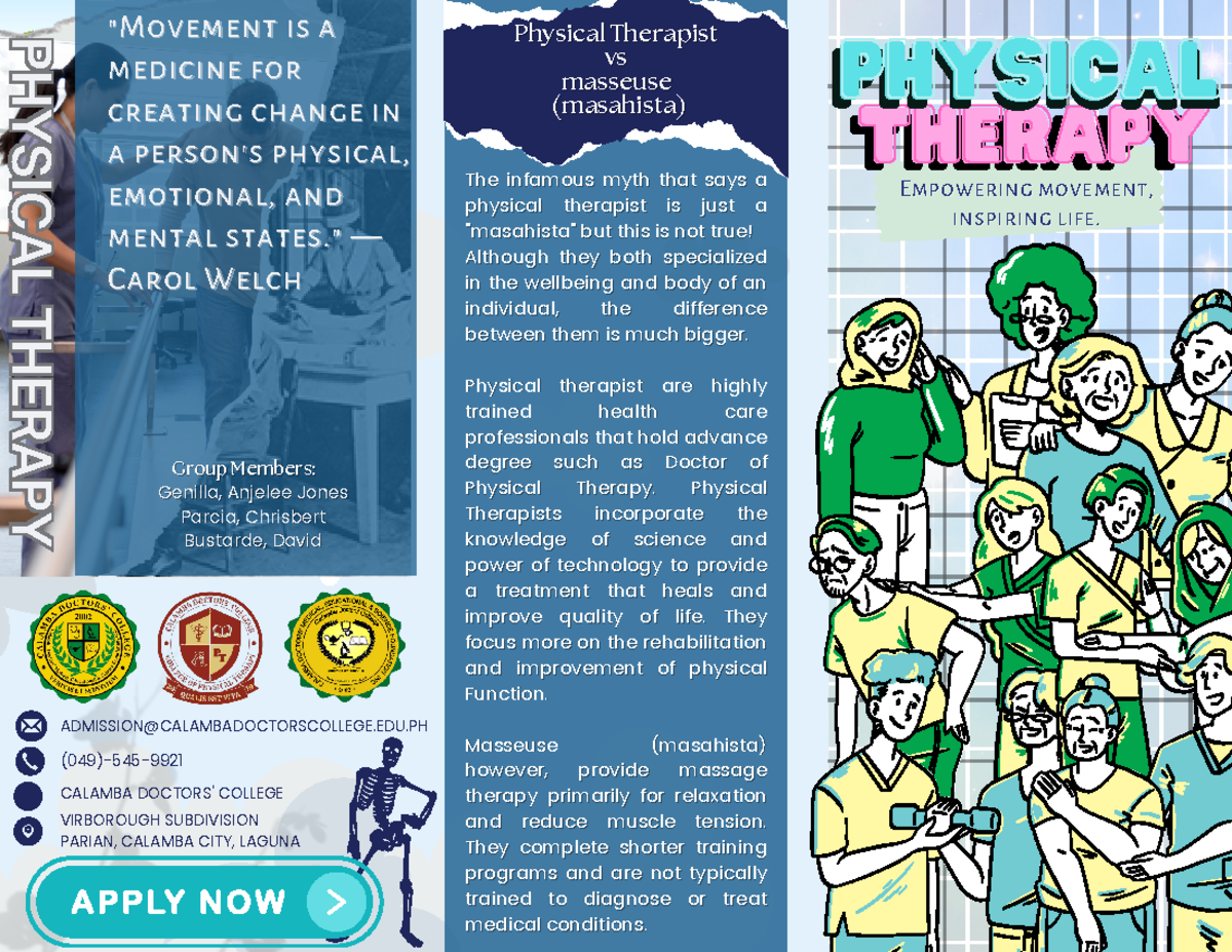 Physical Therapy Brochure - Physical Therapist Physical Therapist vs vs ...