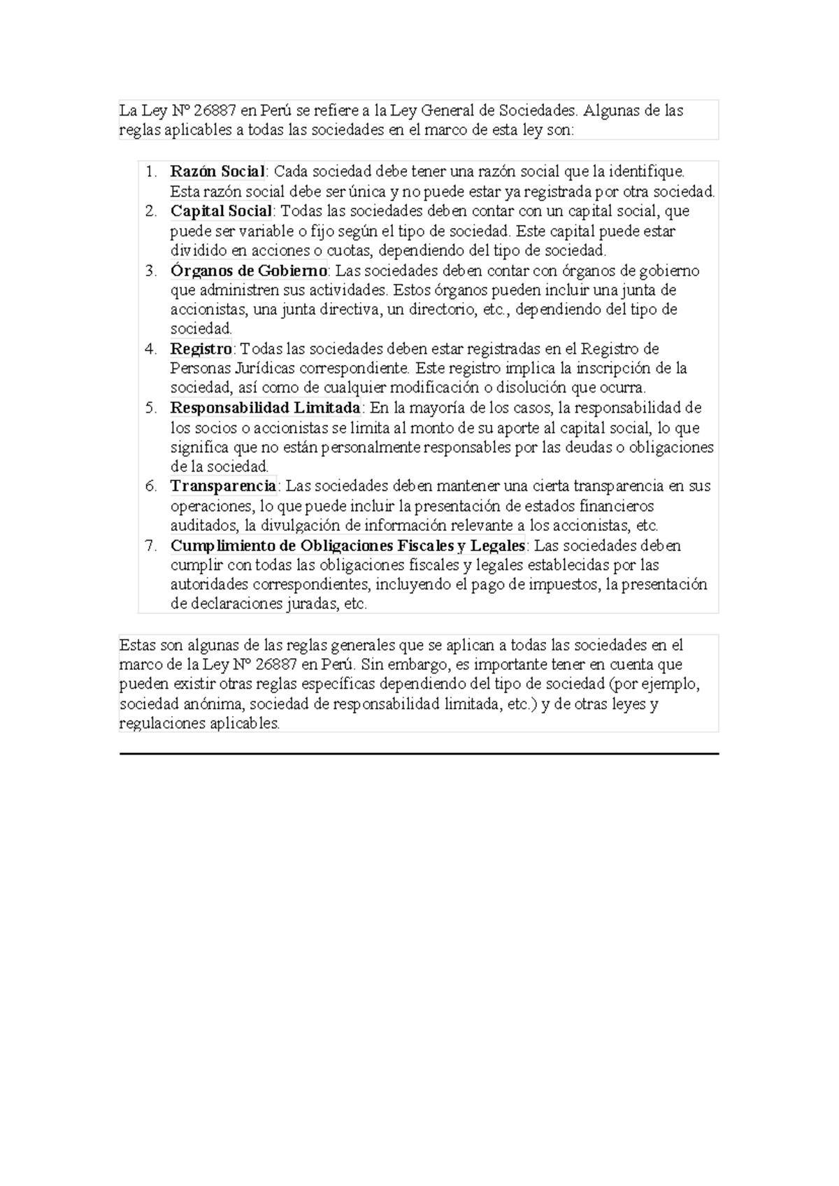 La Ley Nº 26887 en Perú - Algunas de las reglas aplicables a todas las ...