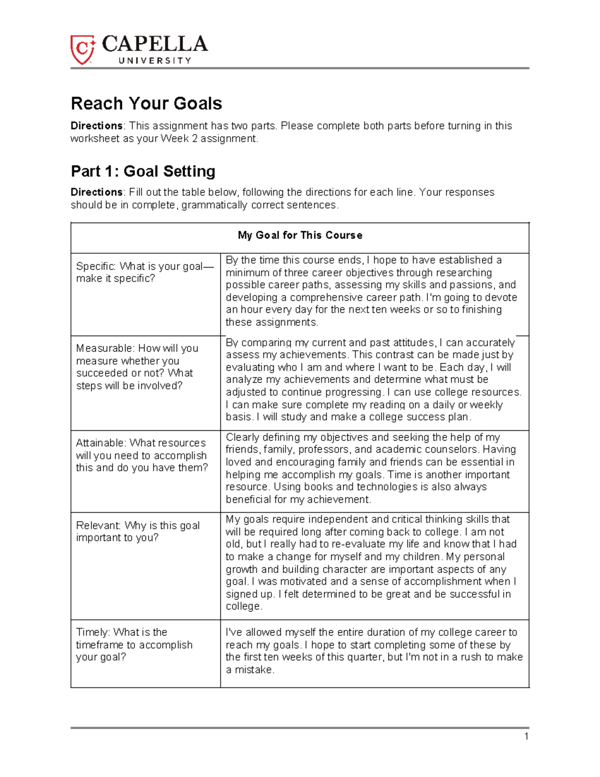 CF Reach Your Goals Template-Wyman Gordon - Reach Your Goals Directions ...