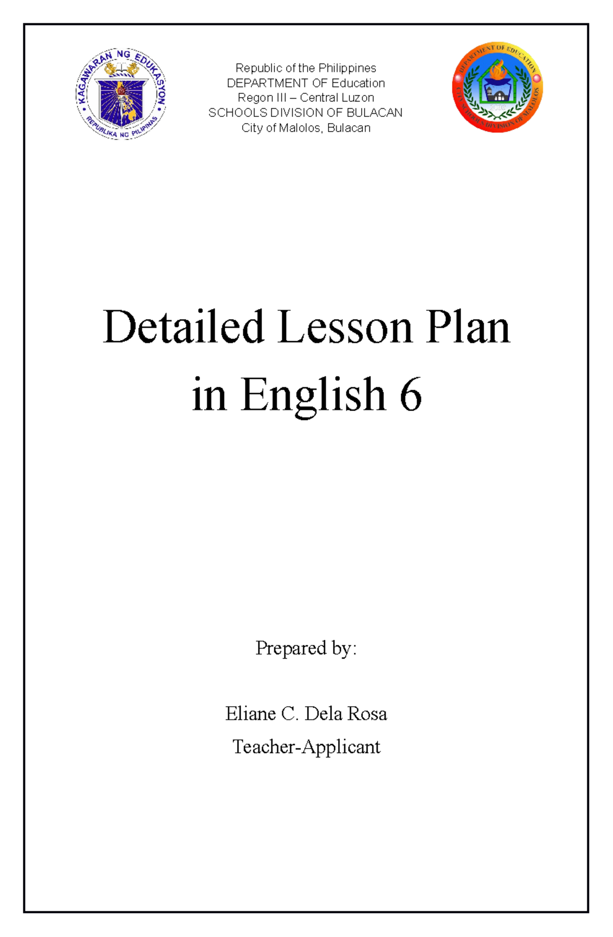 Detailed Lesson Plan Demo 2022 (Autosaved) - Detailed Lesson Plan in ...