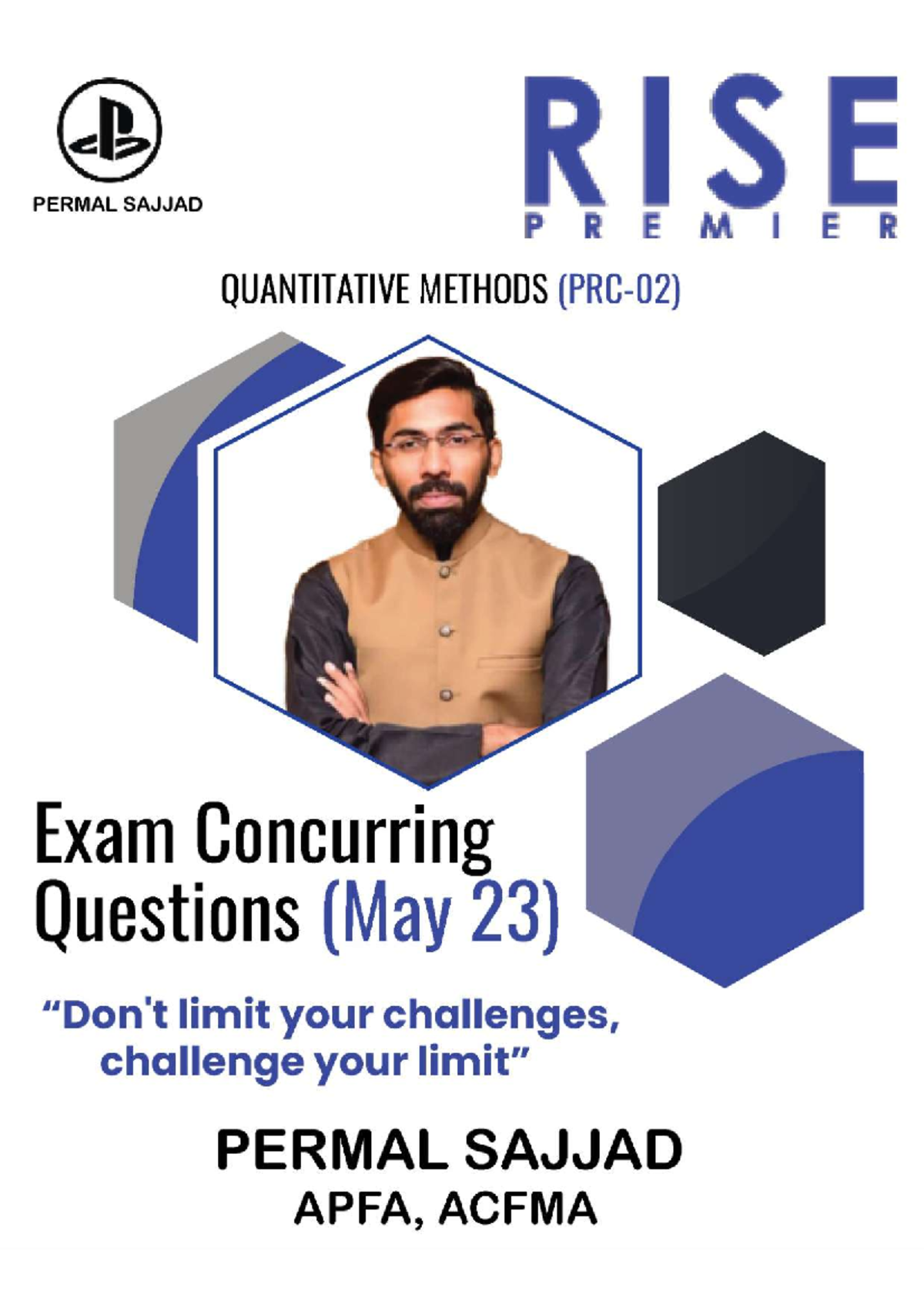 QM Questions assignment May 23 by Permal Sajjad - Quantitative Methods - Studocu