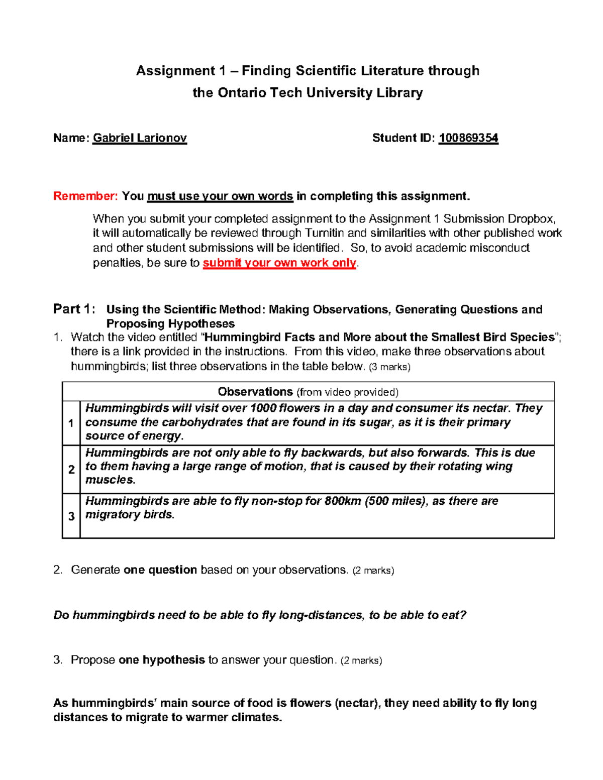 Assignment 1-Finding Literature-worksheet - Assignment 1 – Finding Scientific Literature through ...