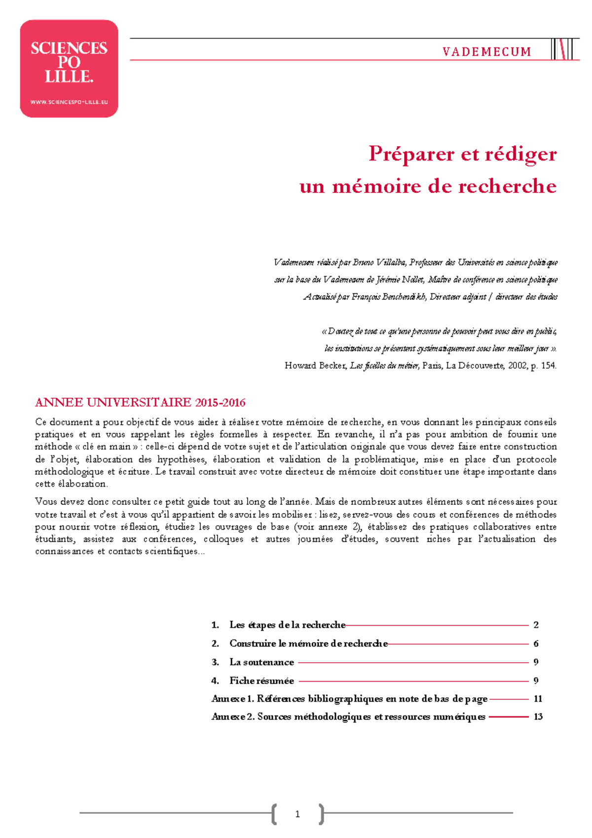Guide preparer et rediger un memoire de recherche - V A D E M E C U M ...