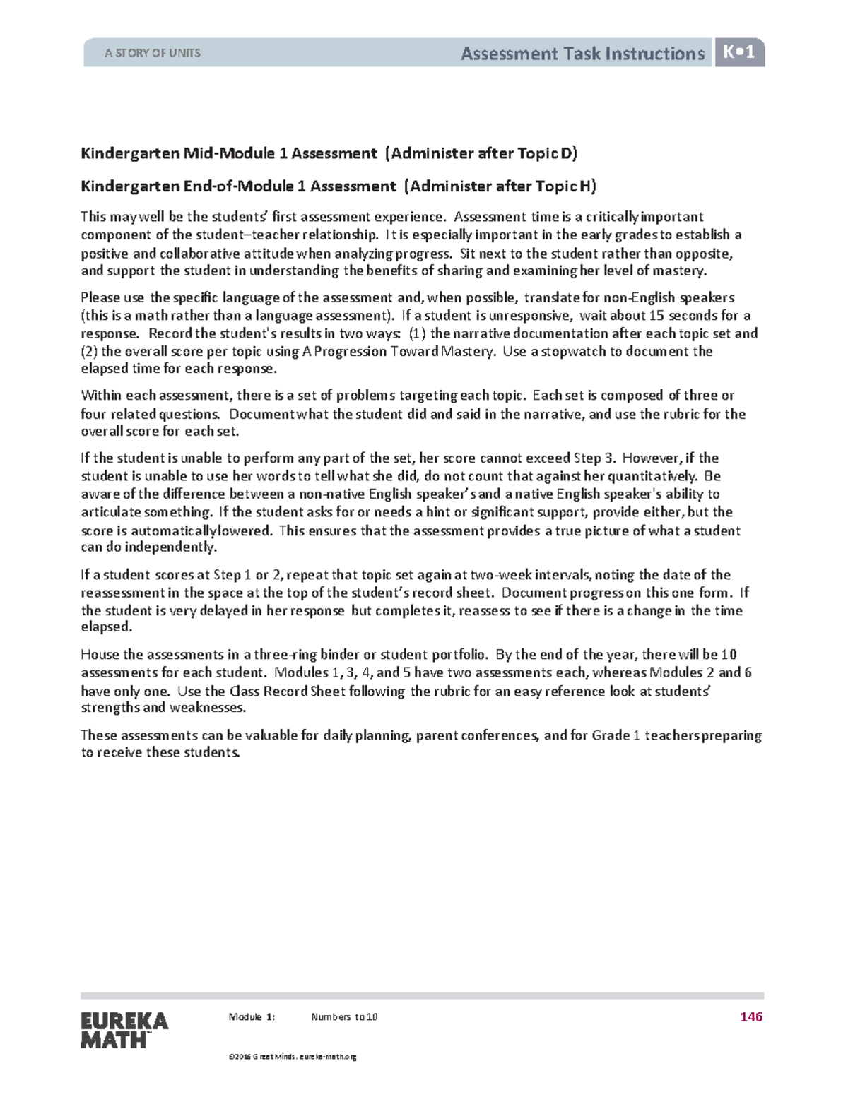 Mid-Module Assessment - Assessment Task Instructions K 1 Module 1 ...