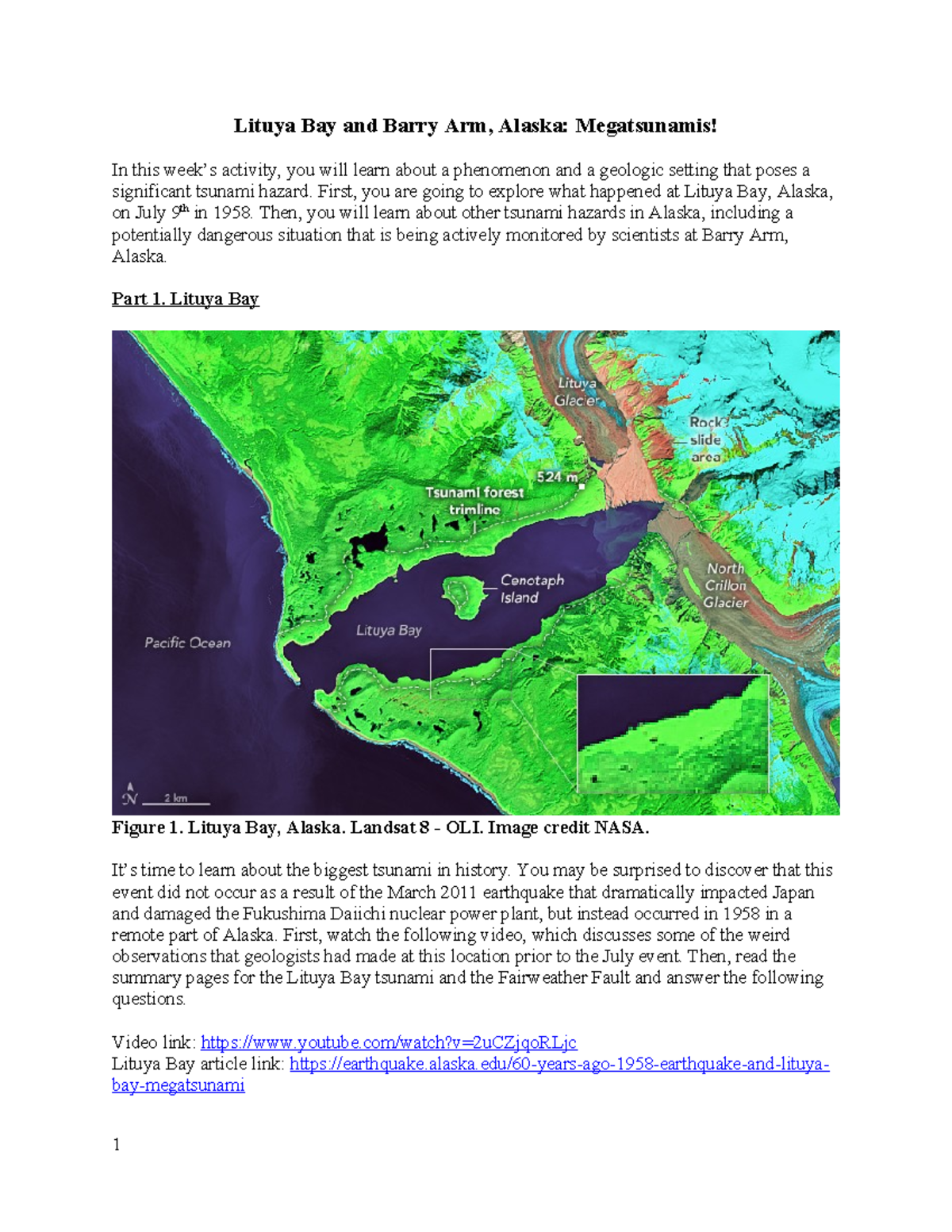 Barry Arm Tsunami Assignment - Lituya Bay and Barry Arm, Alaska ...