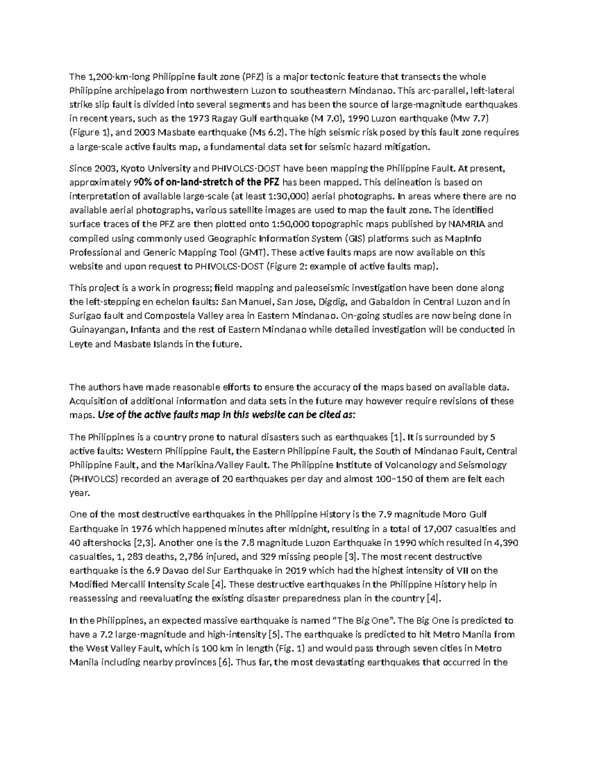The 1 - ESSAY ABOUT PHILIPPINE FAULT ZONE - The 1,200-km-long ...