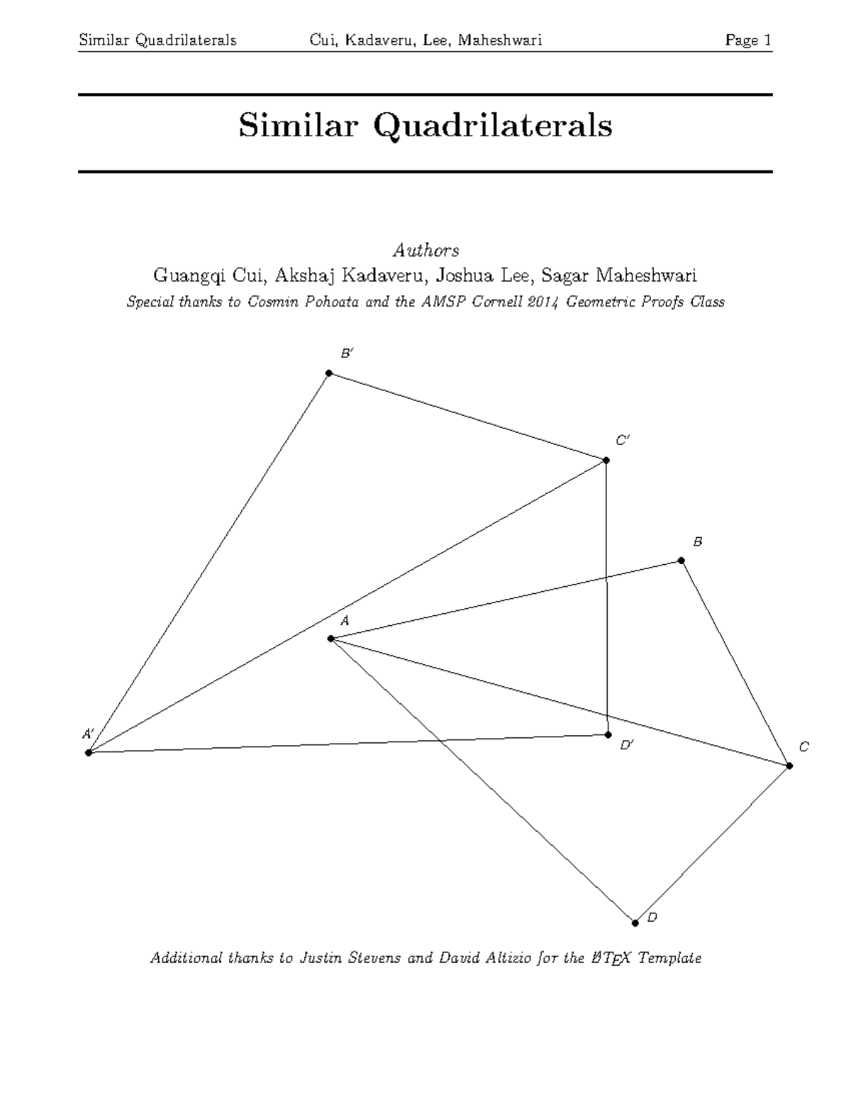 Similar quadrilaterals - Similar Quadrilaterals Authors Guangqi Cui ...