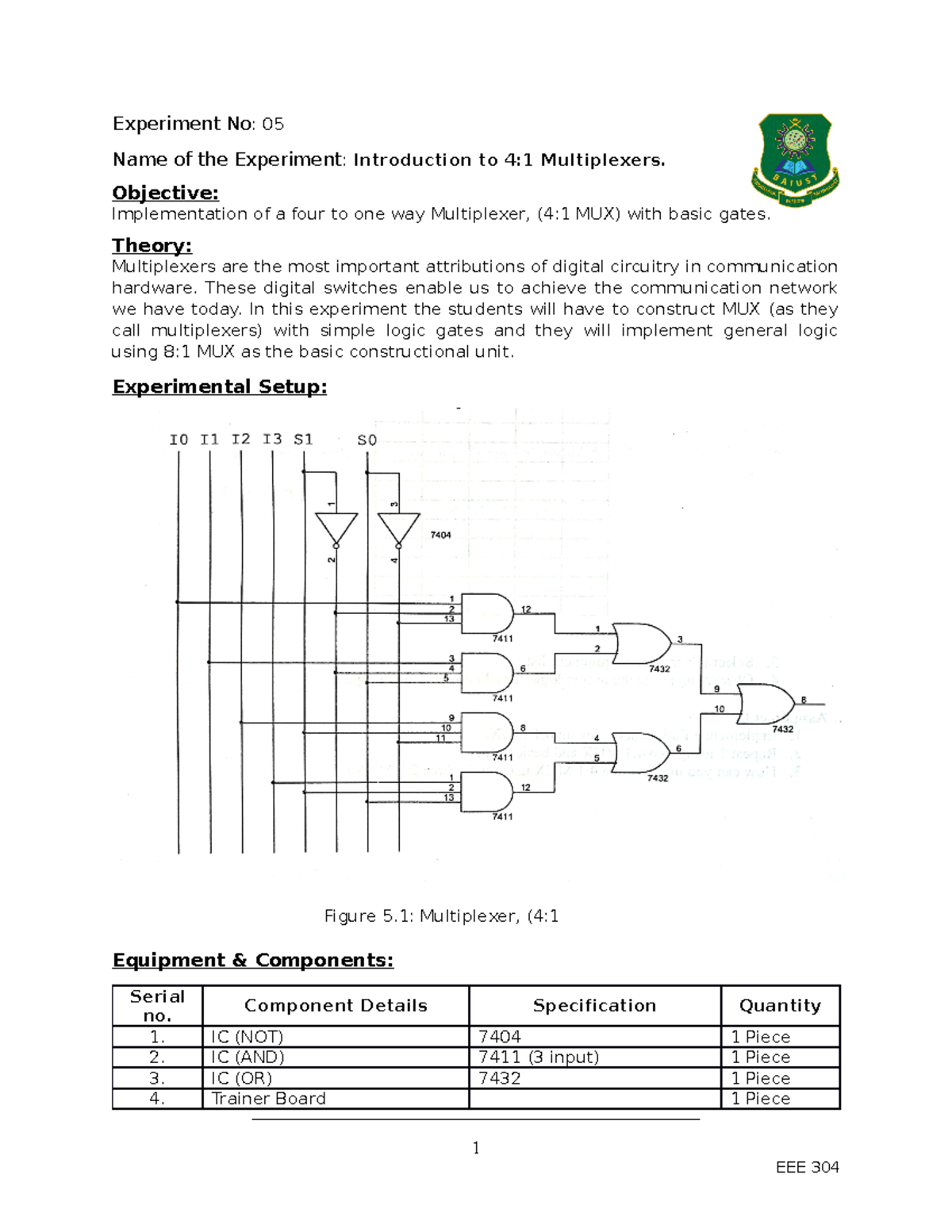 Experiment -05 - Lab on Full subtractor - Experiment No: 05 Name of the Experiment: Introduction ...