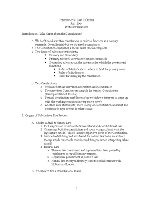 Con Law II Outline (E) - I. INTRODUCTION, INCORPORATION, & THE STATE ...