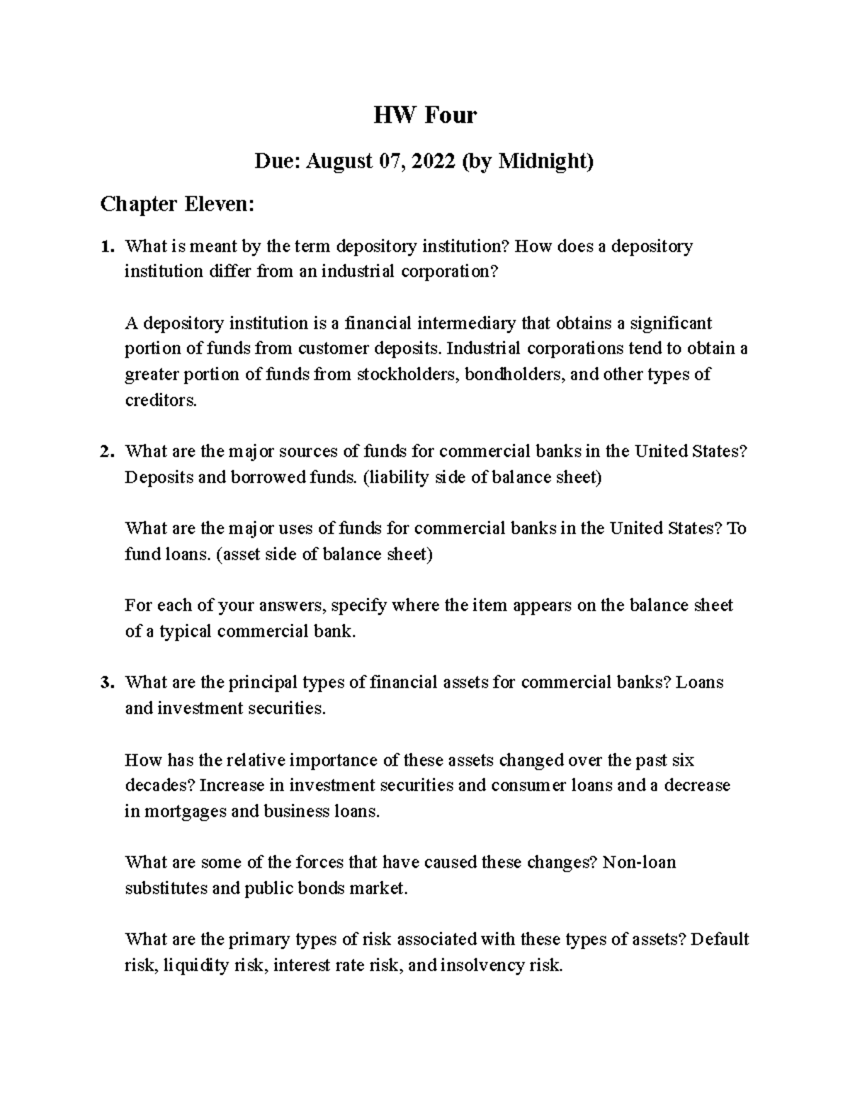 EC 203 AO HW4- Homework assignment 4 - HW Four Due: August 07, 2022 (by Midnight) Chapter Eleven ...